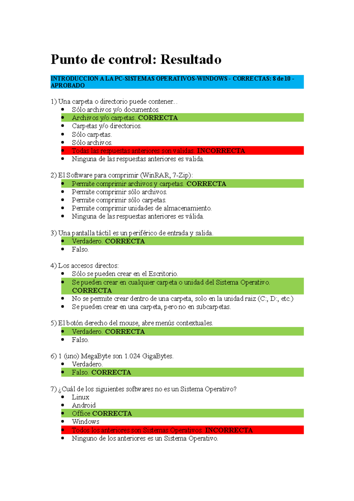 Parcial Nº 1 computacion - Punto de control: Resultado INTRODUCCION A LA PC-SISTEMAS - Studocu