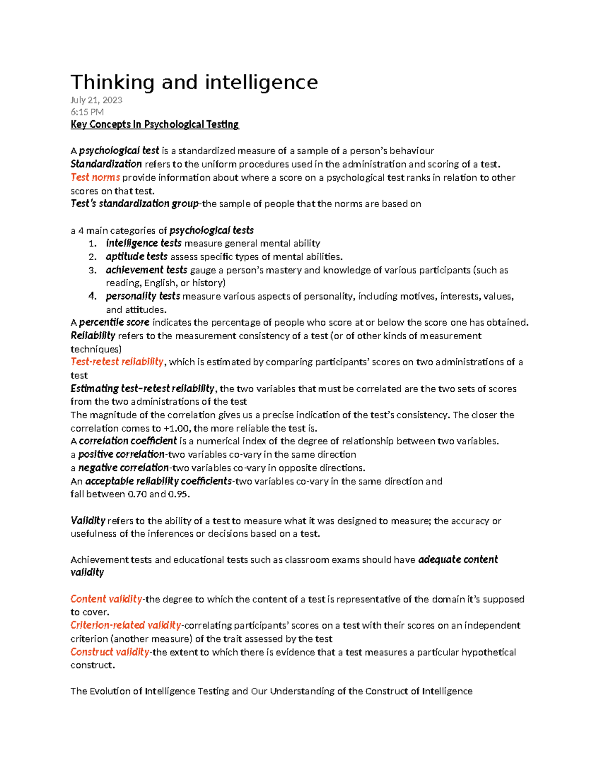 Thinking and intelligences - Thinking and intelligence July 21, 2023 6: ...