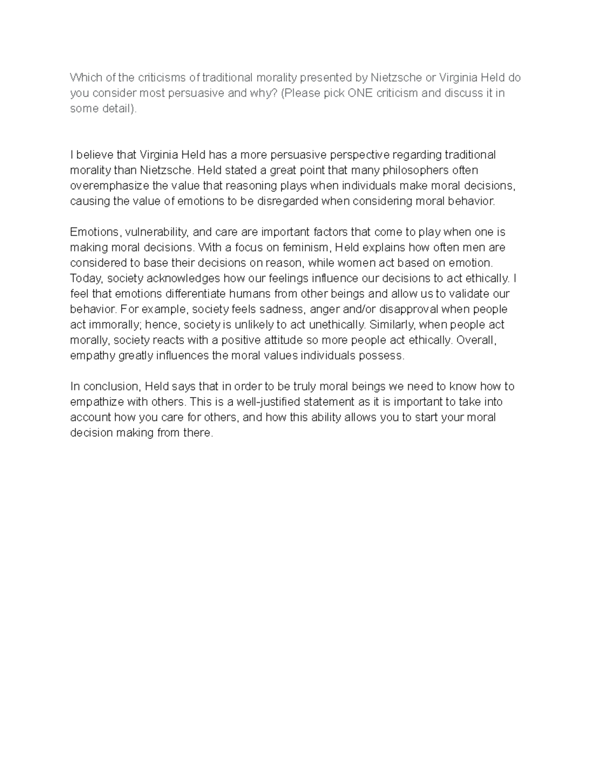 Pp110 discussion 5 - Which of the criticisms of traditional morality ...