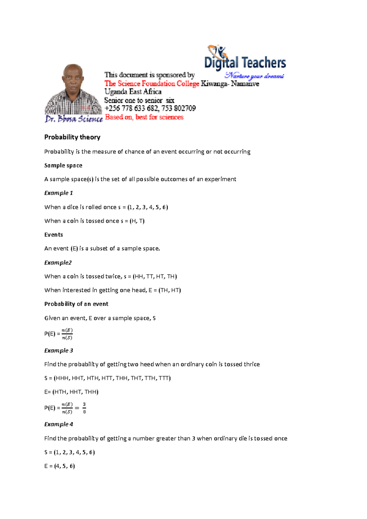 A level math paper 2 Probability theory - Probability theory ...