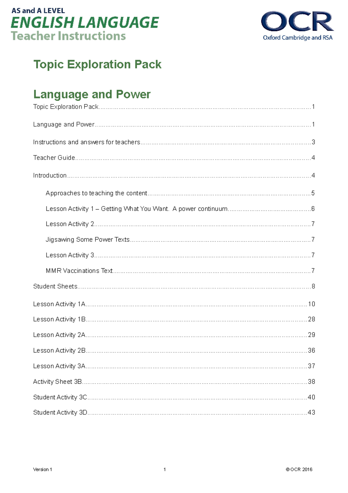 360171 language and power - Topic Exploration Pack Topic Exploration ...