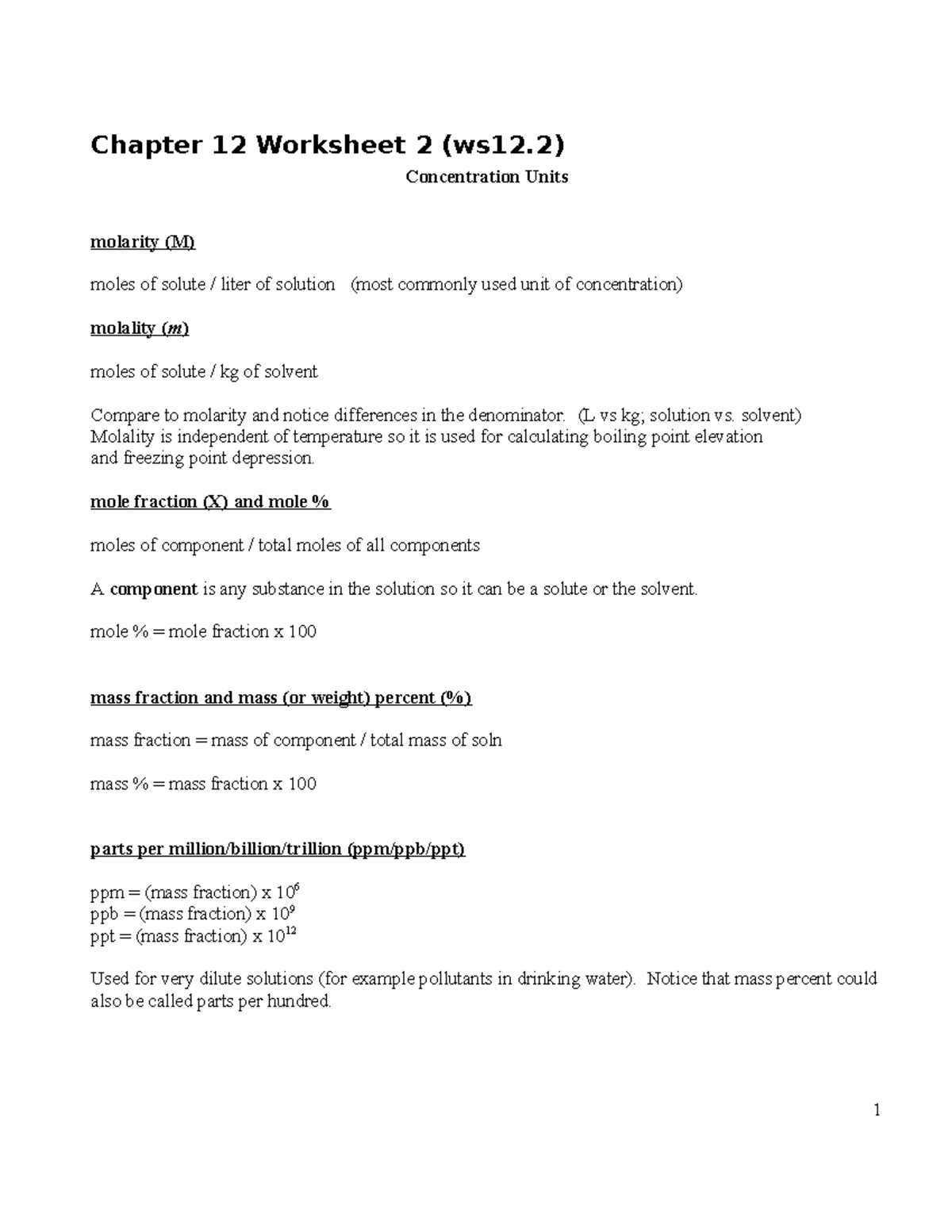 Keyws 12 - Char lybc - Chapter 12 Worksheet 2 (ws12) Concentration ...