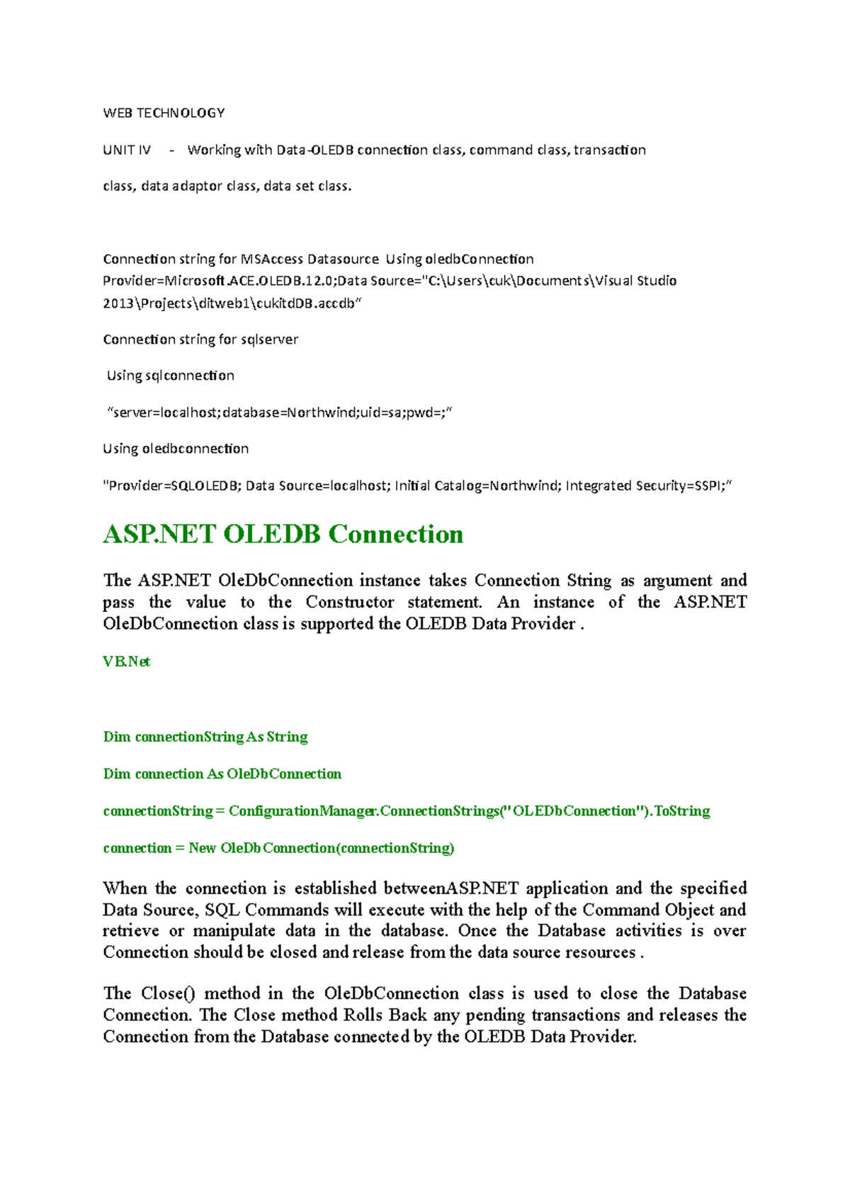 Web Unit IV MB - I am a student - WEB TECHNOLOGY UNIT IV - Working with ...