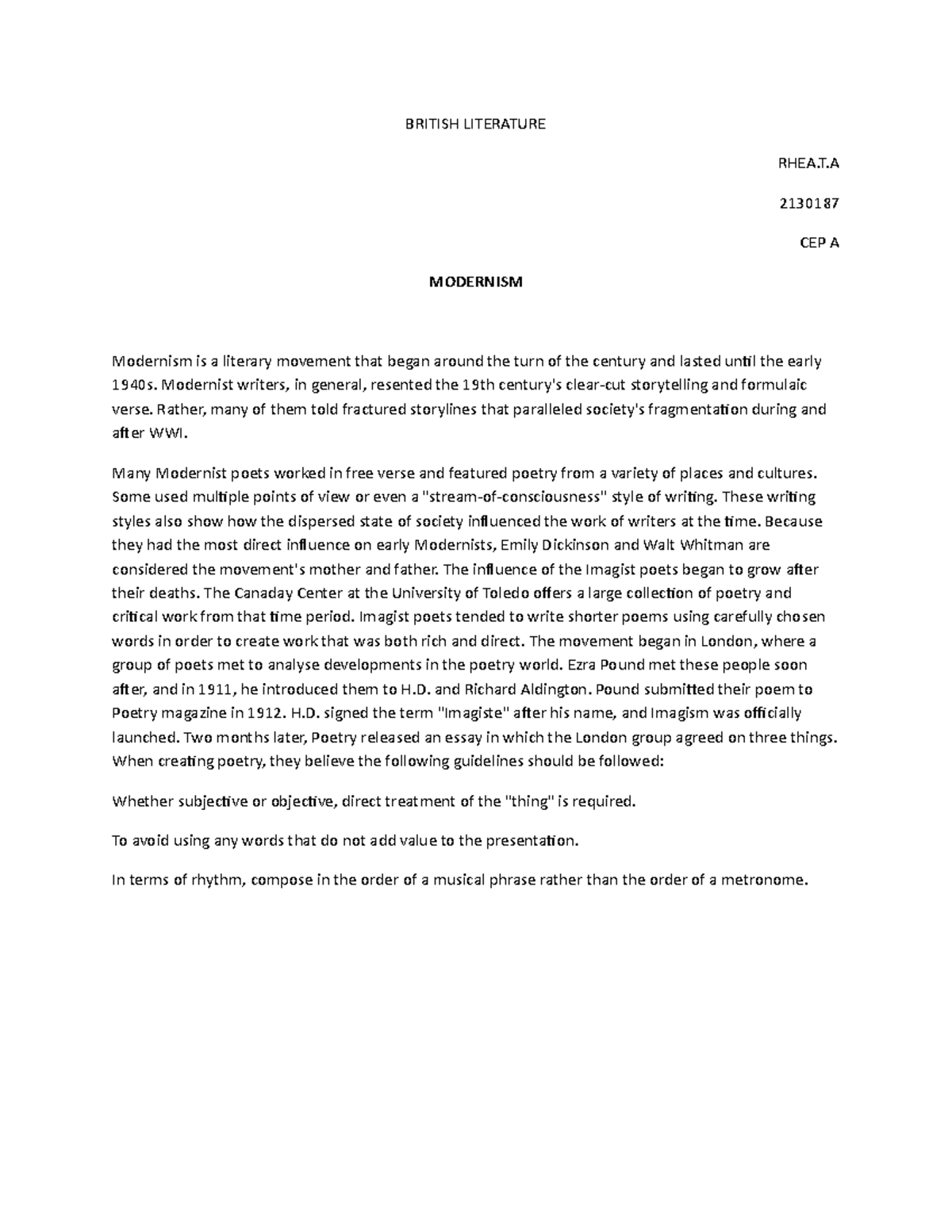 British Literature - brit lit notes, academic research - BRITISH ...