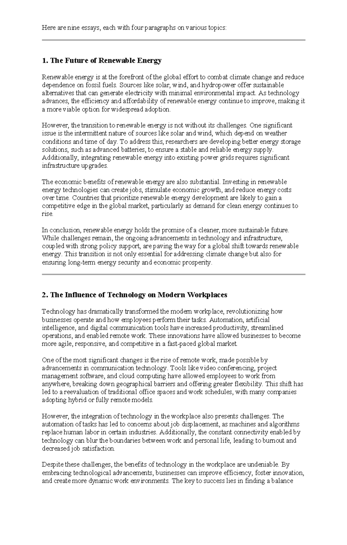 Here are nine essays - The Future of Renewable Energy Renewable energy ...
