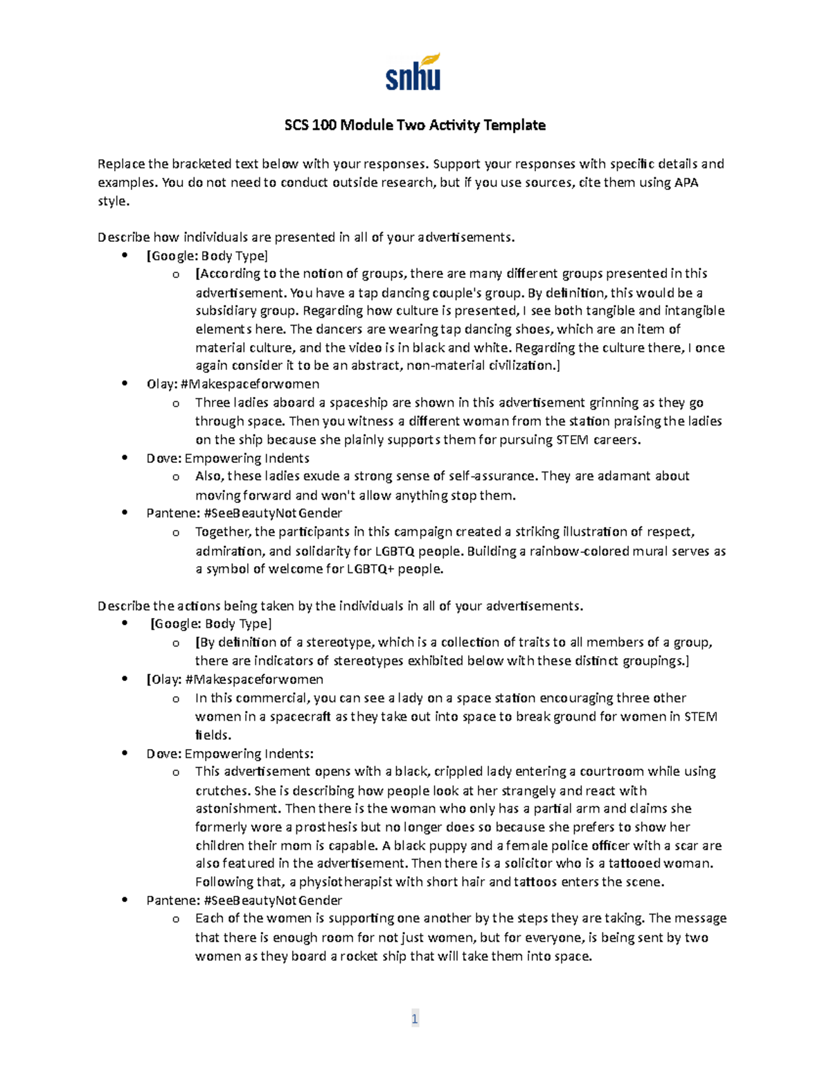 SCS 100 Module Two Activity Template - SCS 100 Module Two Activity ...