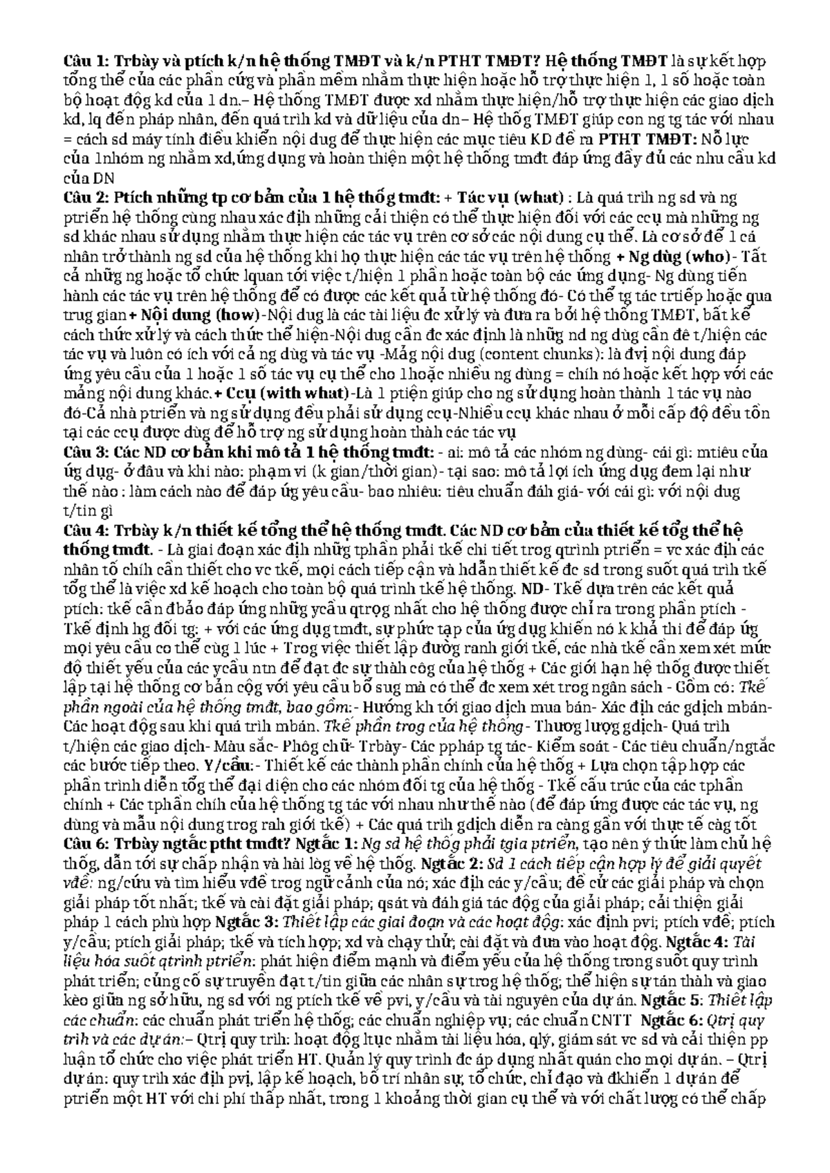 PTHT TMĐT CAO NGOC ANH - đề cương ôn tập - Câu 1: Trbày và ptích k/n h ...