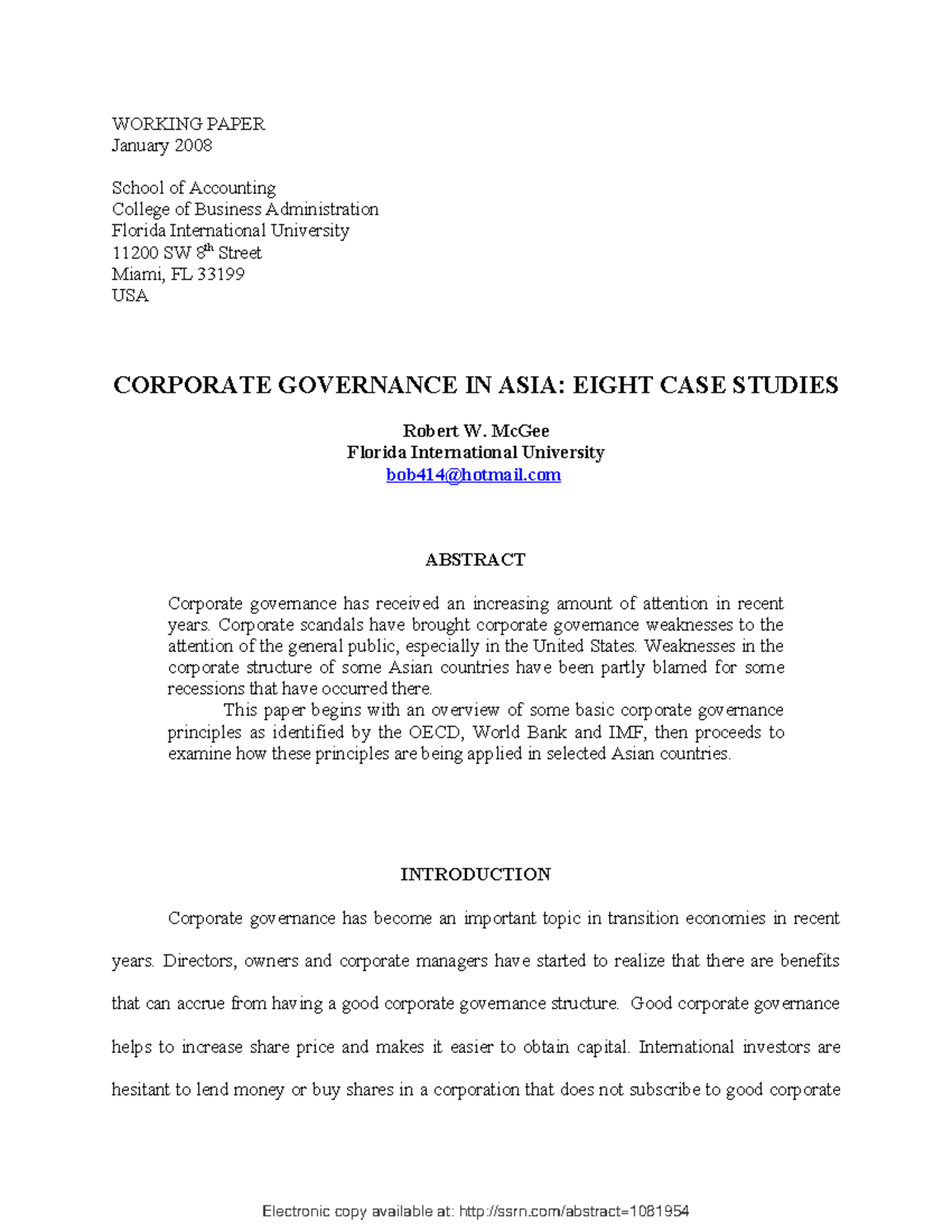 2008 - Corporate Governance in Asia - Electronic copy available at ...