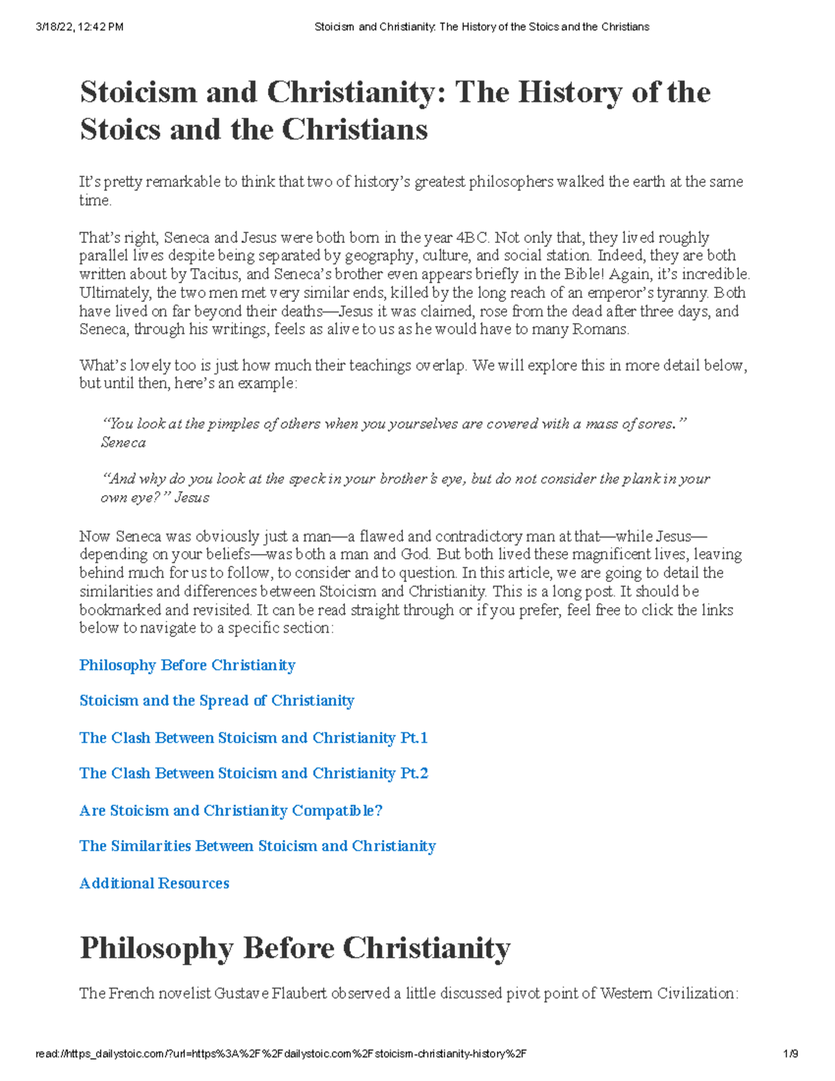 Stoicism and Christianity The History of the Stoics and the Christians ...