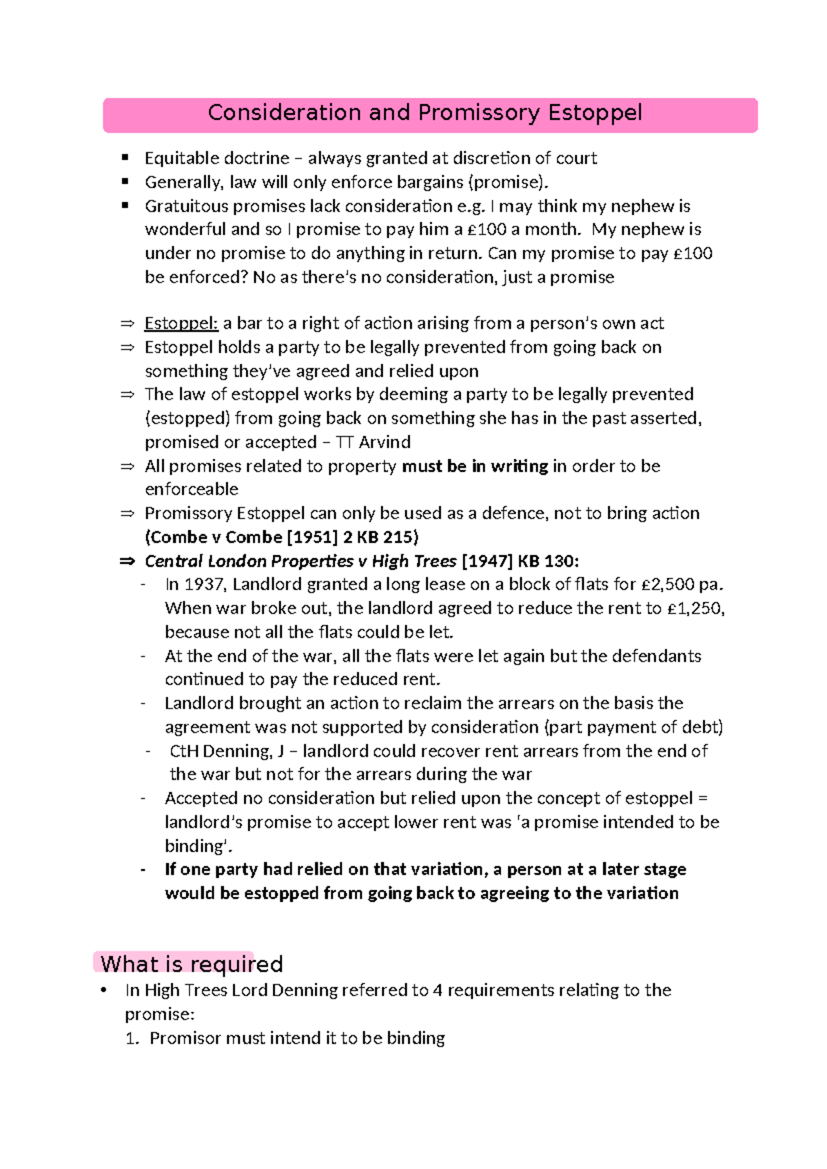 Consideration and Promissory Estoppel - Gratuitous promises lack ...