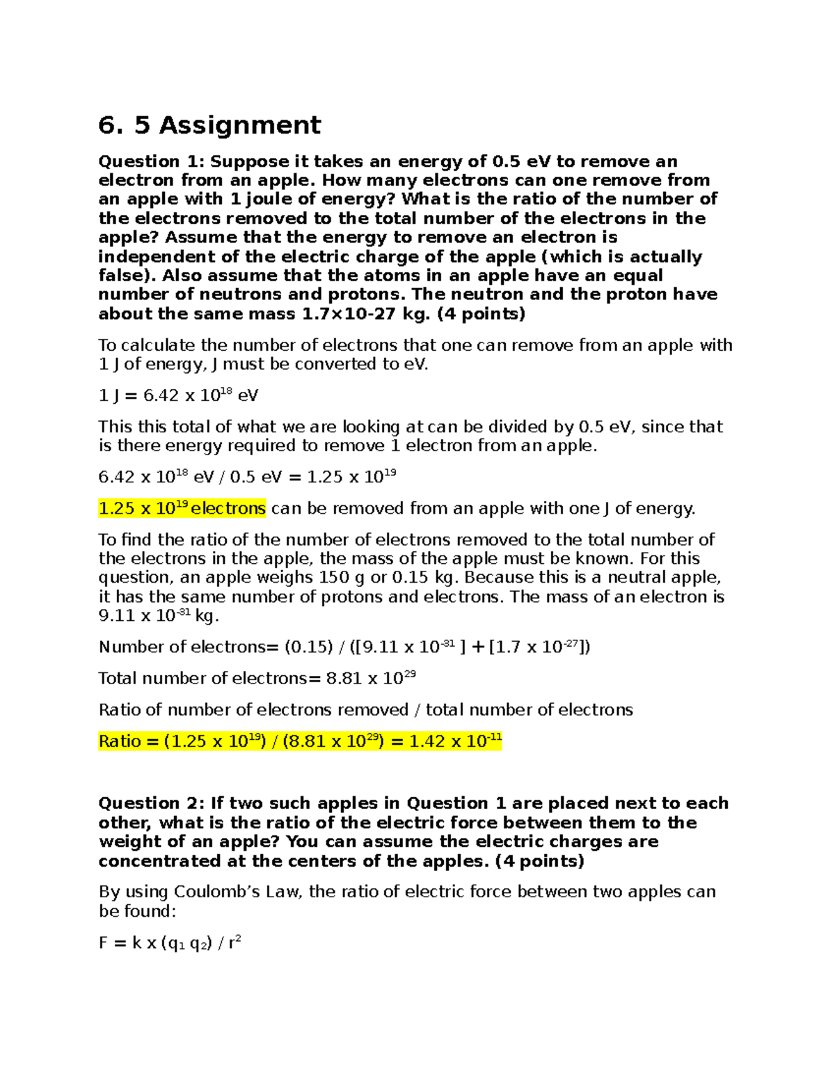 6.5 Assignment - Chapter 6 Questions - 6. 5 Assignment Question 1 ...