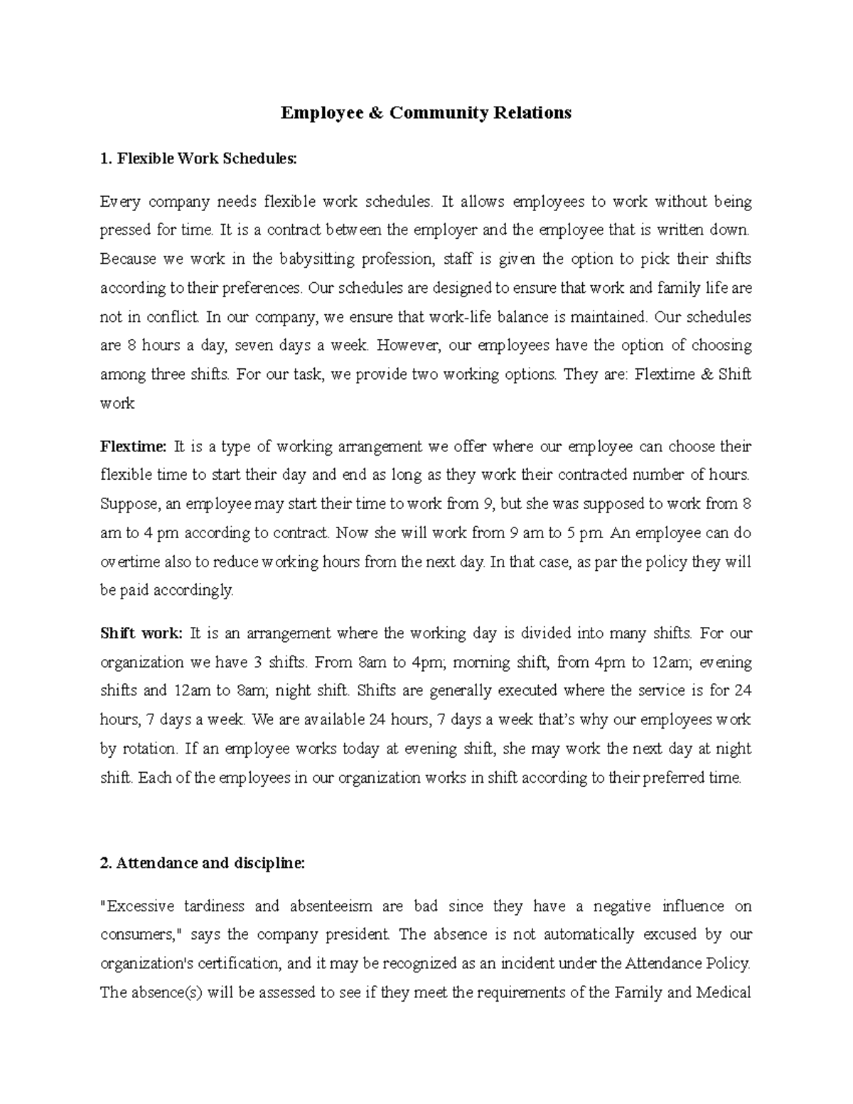 Employe - Assignment - Employee & Community Relations Flexible Work ...