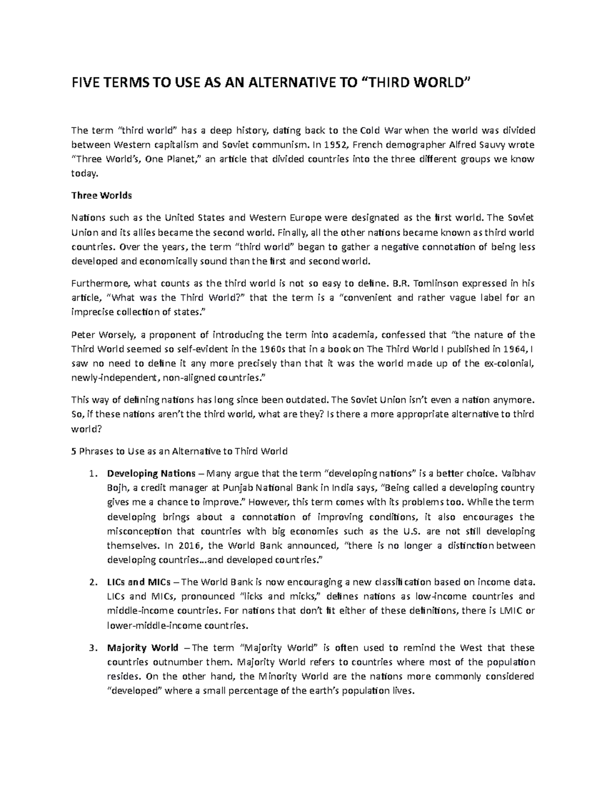 5 Terms TO USE AS AN Alternative TO - FIVE TERMS TO USE AS AN ...