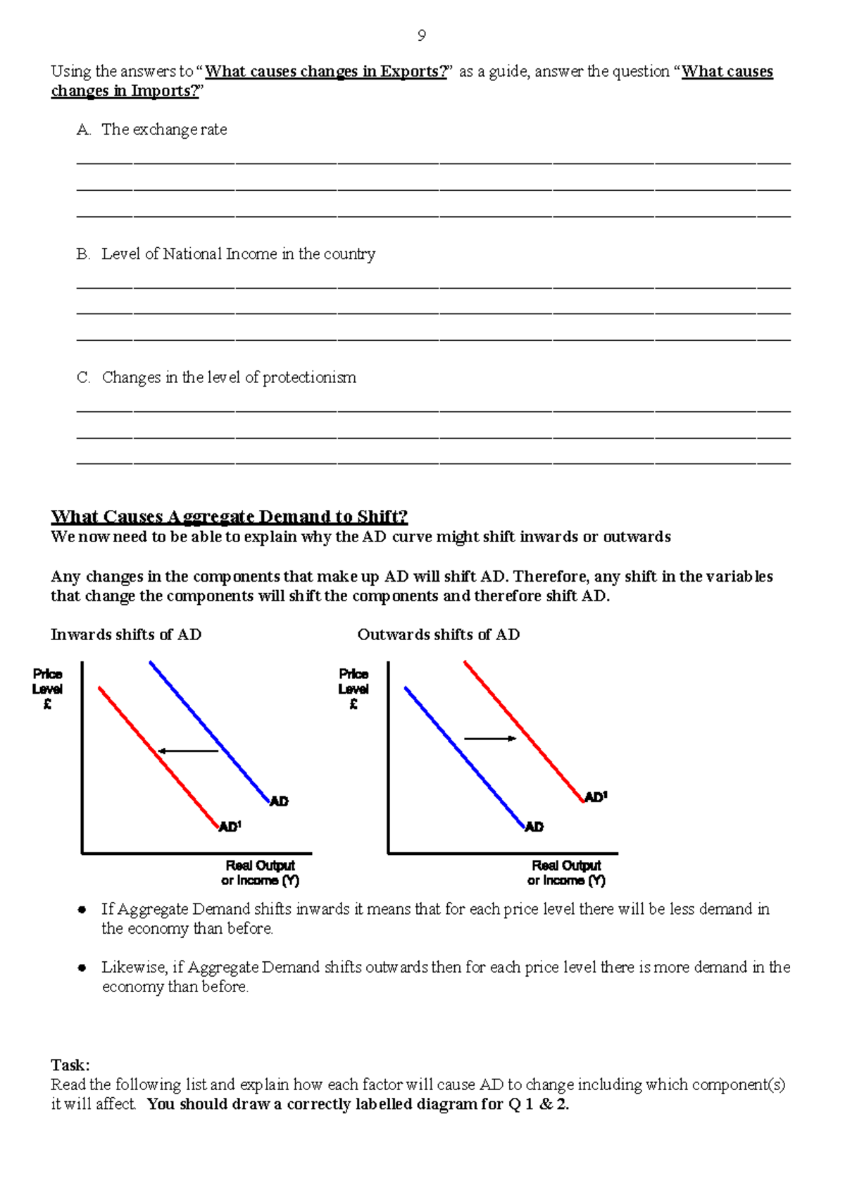 Aggregate Demand notes - 9 Using the answers to “What causes changes in ...
