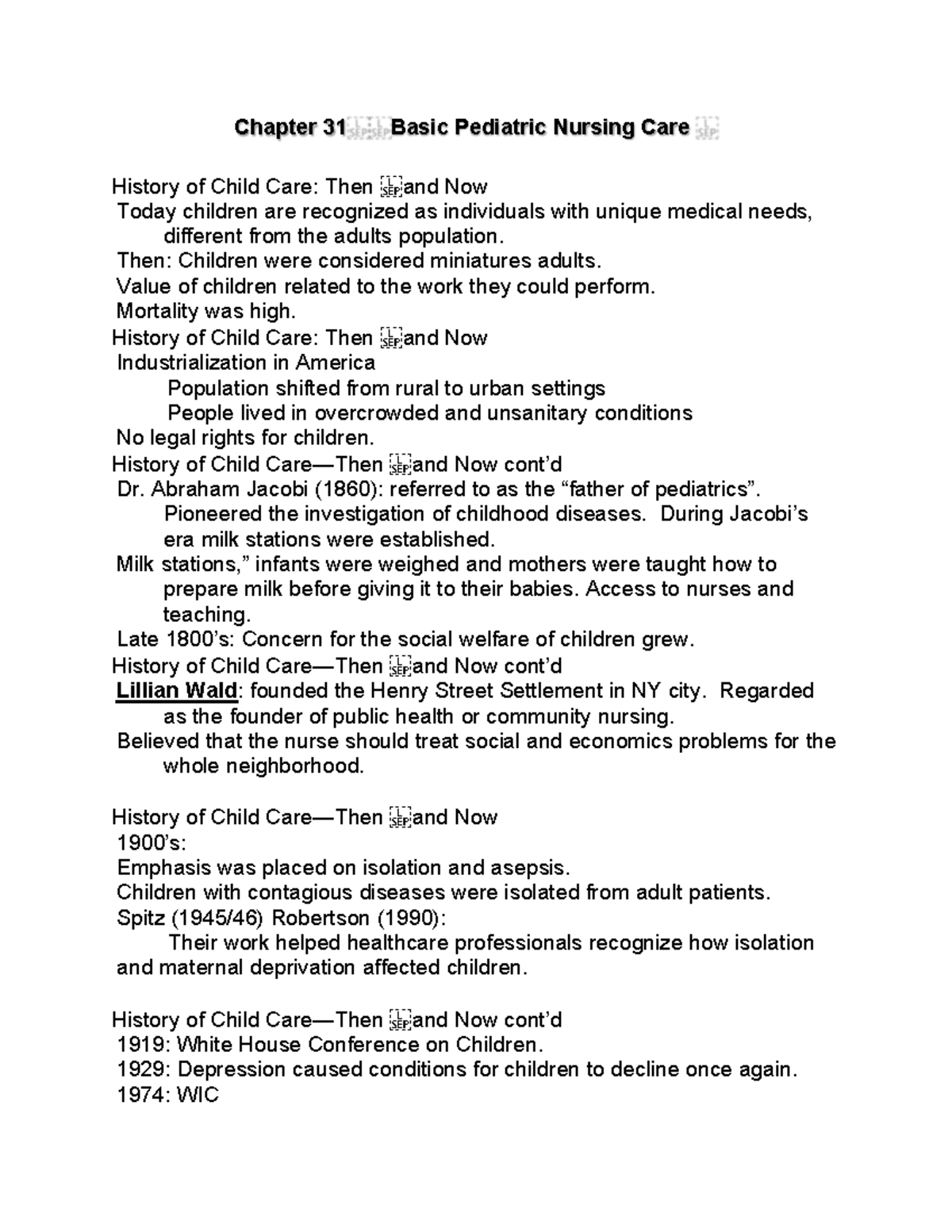 Chapter 31 - Chapter 31 Basic Pediatric Nursing Care History of Child ...