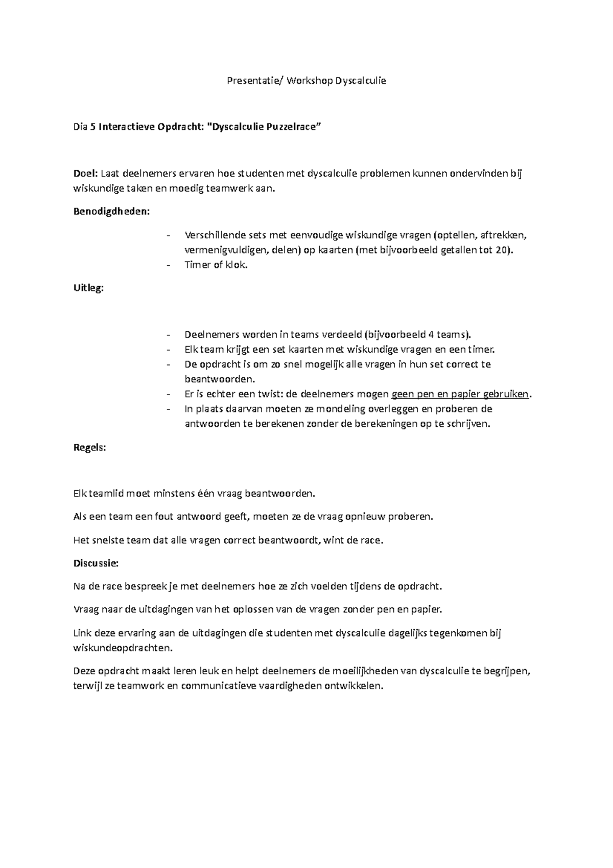 Workshop dyscalculie - Presentatie/ Workshop Dyscalculie Dia 5 ...