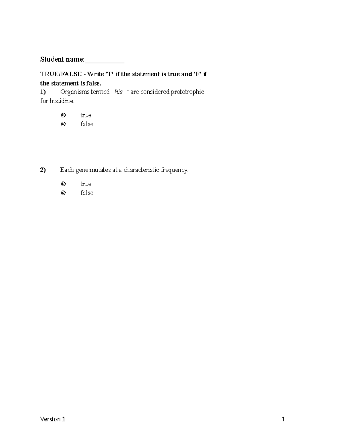 Nester 8 version 1 - lab - Student name:__________ TRUE/FALSE - Write 'T' if the statement is ...