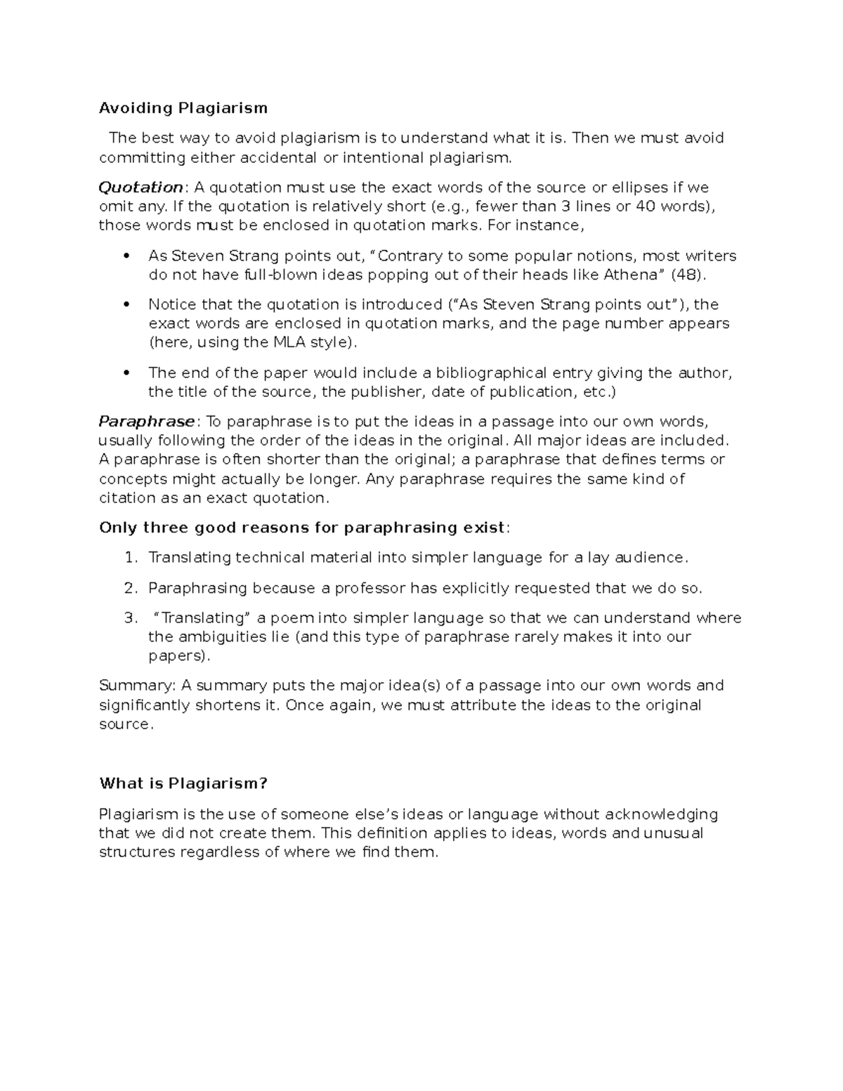 Avoiding Plagiarism txt - Avoiding Plagiarism The best way to avoid ...