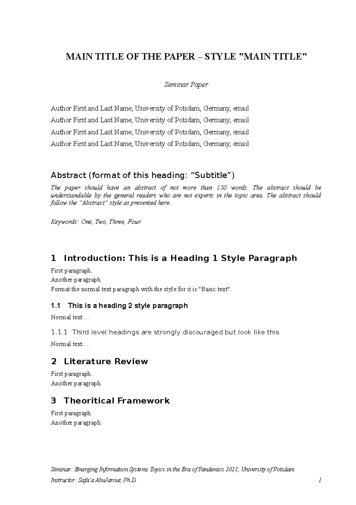 Template Seminar Paper - MAIN TITLE OF THE PAPER – STYLE "MAIN TITLE ...