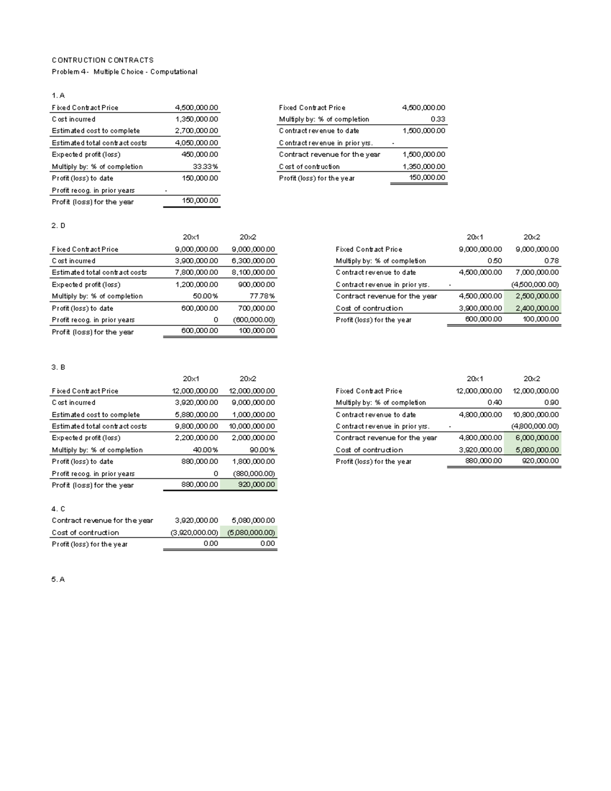 Construction Contracts 1 5 Mc Computational Contruction Contracts Problem 4 Multiple
