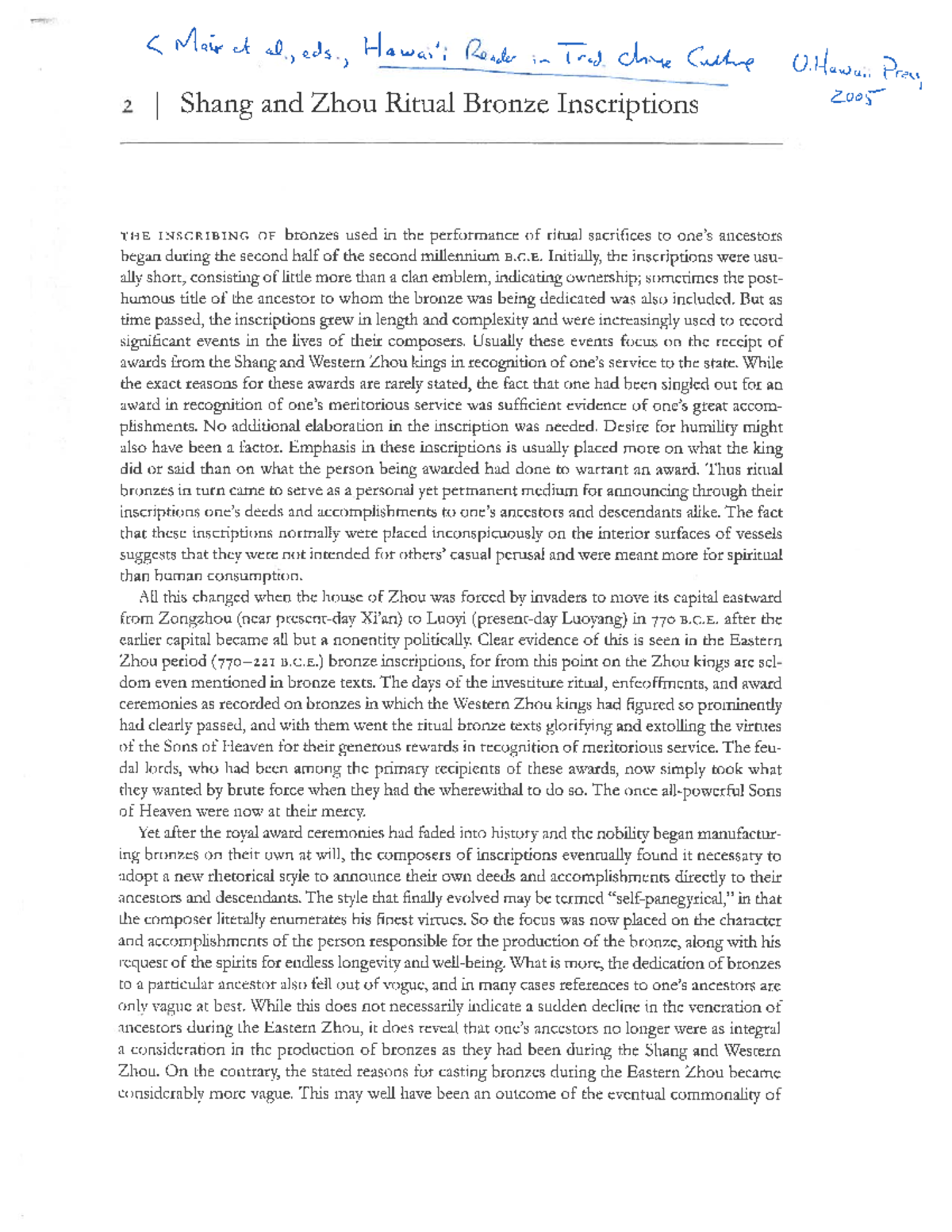 Shang and Zhou Ritual Bronze Inscriptions - s . a I CN€ U ) a z Shang ...