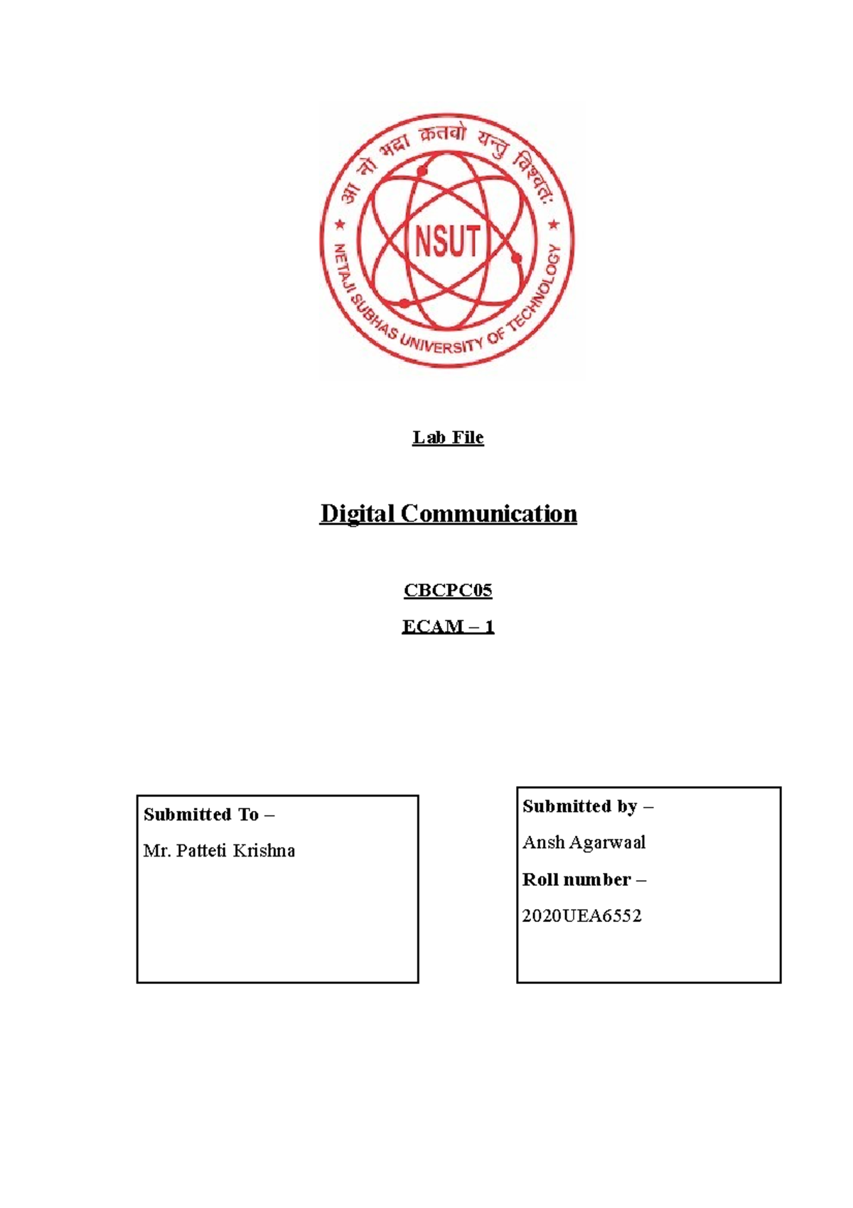 DC file () - PRctcial file preview DC - ####### Lab File Digital Communication ####### CBCPC ...