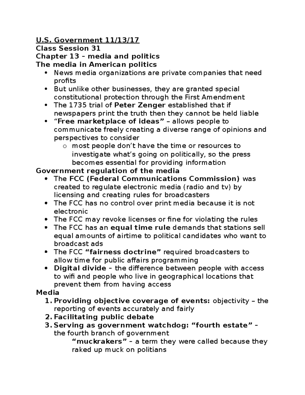 Notes Test 4 US Gov - John Aughenbaugh - U. Government 11/13/17 Class ...