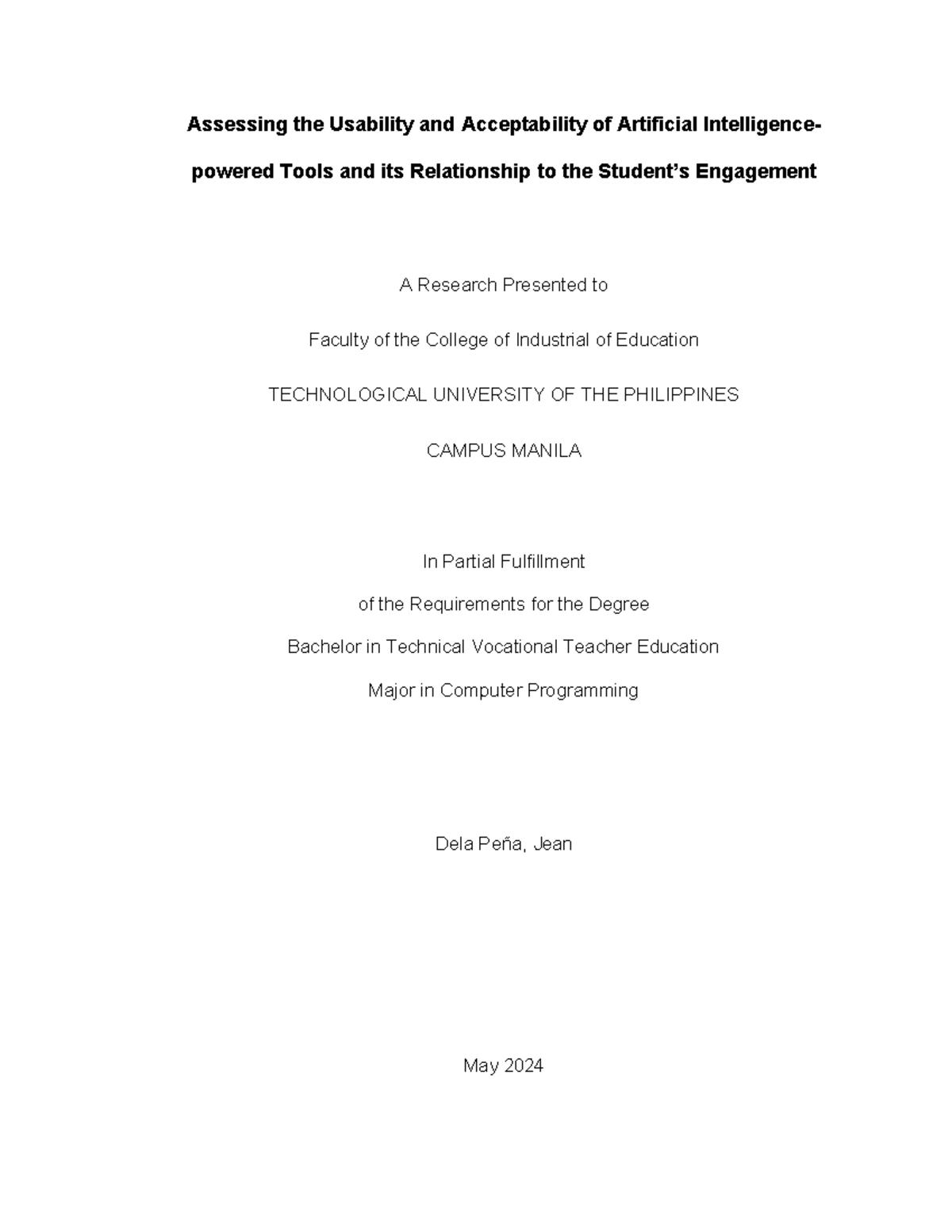 Thesis Manuscript - Assessing the Usability and Acceptability of ...