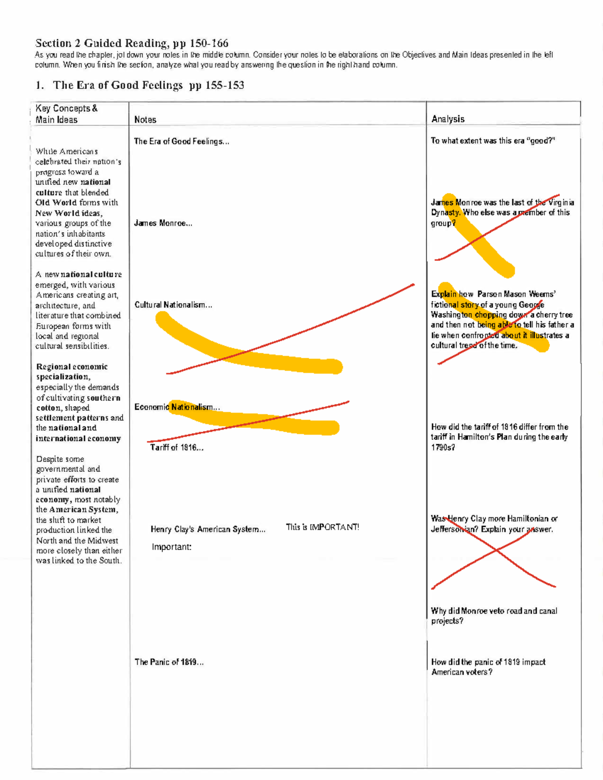 Era of good feelings editable - i : I I Section 2 Guided Reading, pp ...