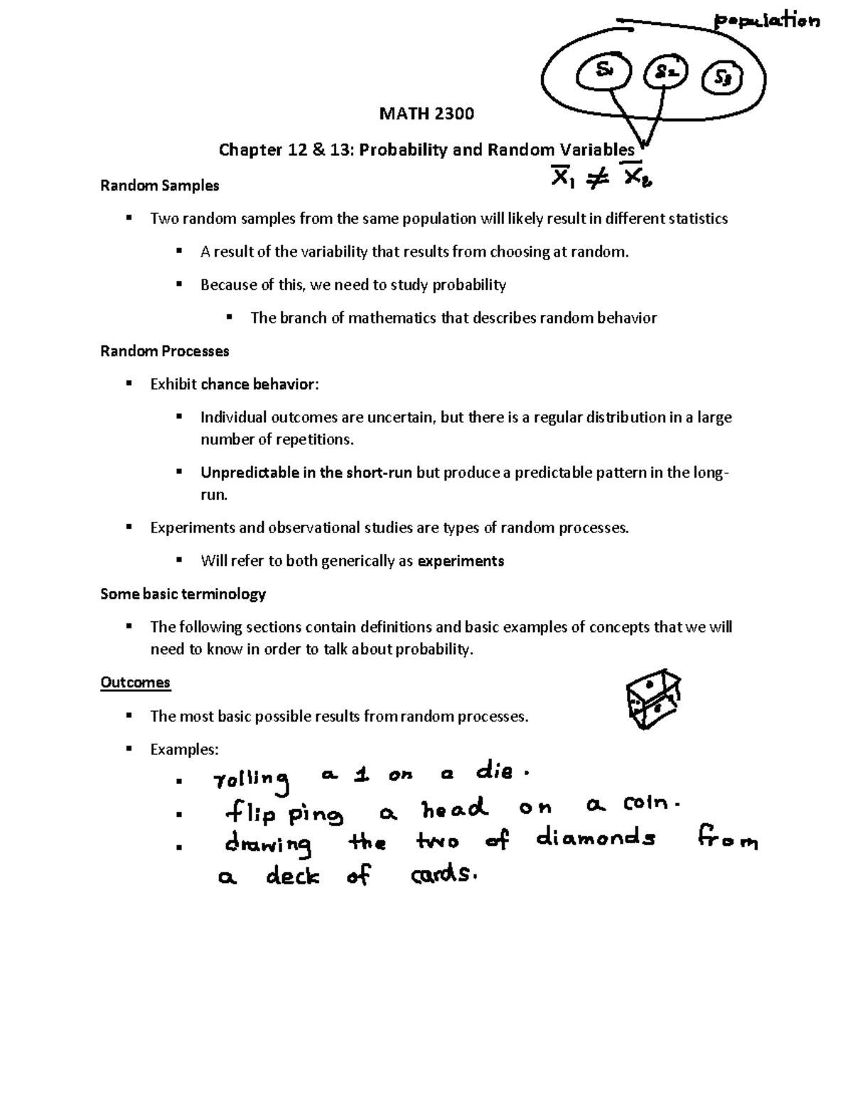 Chapter 12 and 13 - Complete Note - MATH 2300 Chapter 12 & 13 ...