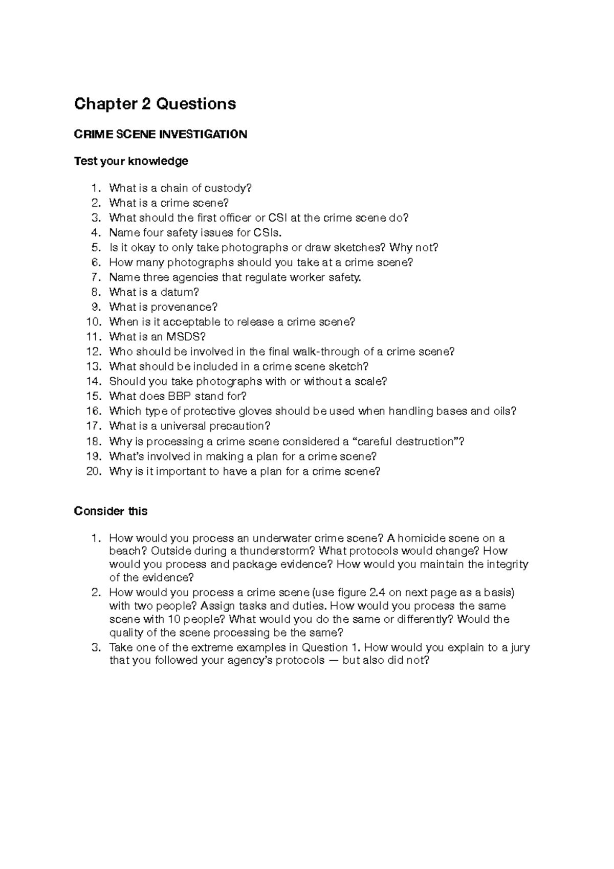 Chp 2 Questions - Fundamentals of Forensic Science - Chapter 2 ...