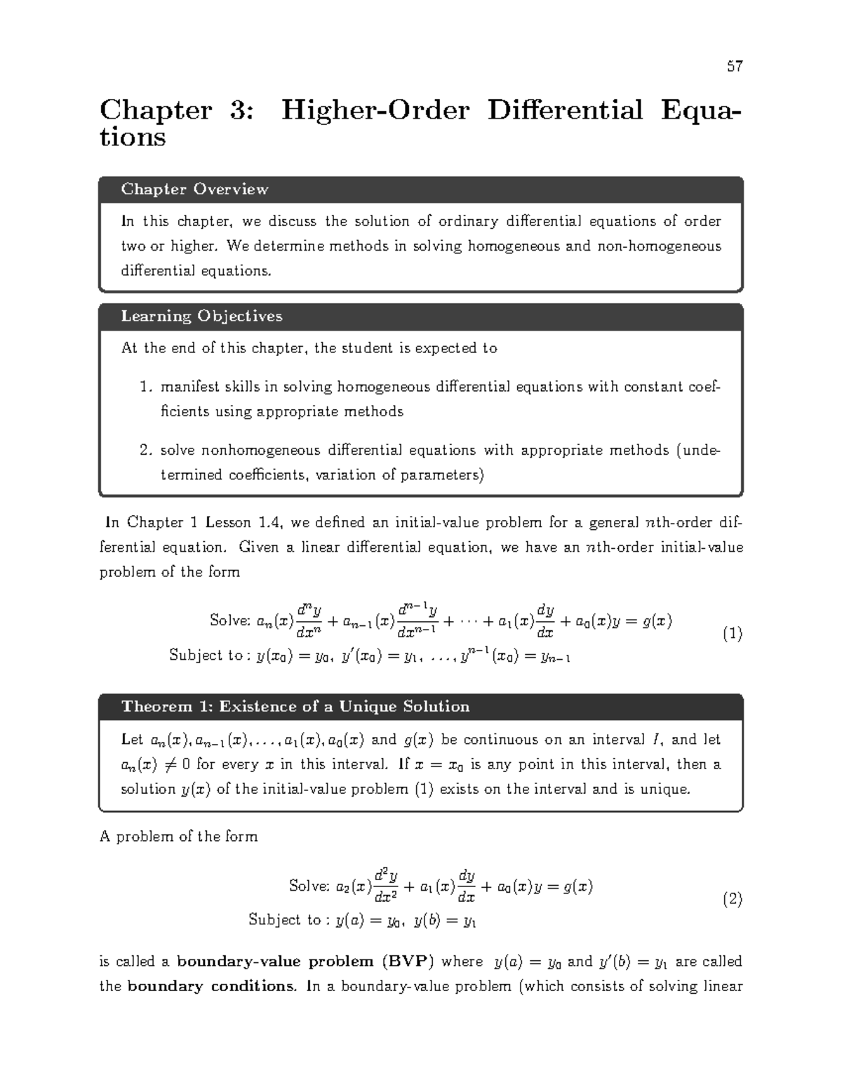 MATH-14 Differential-Equations-Chapter-3 - Chapter 3: Higher-Order ...