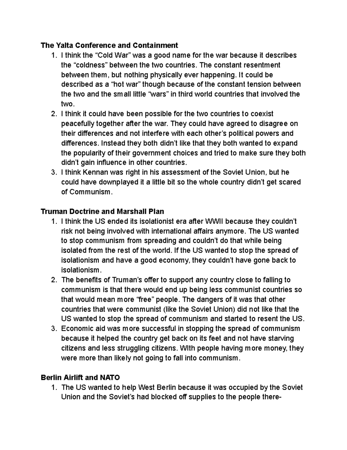 Cold War Khan Academy Articles - The Yalta Conference and Containment 1 ...