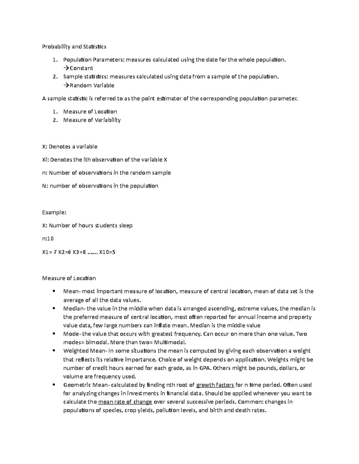 Chapter 3A - Probability and Statistics 1. Population Parameters ...