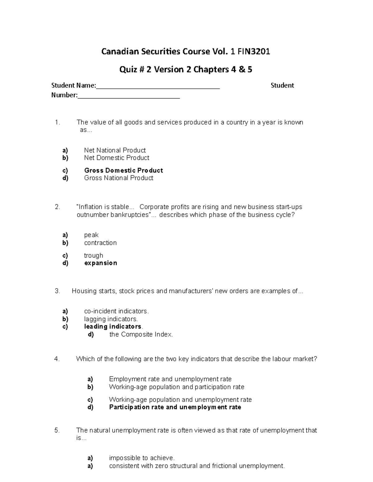 CSC Quiz 2v2 2018 with solutions - Canadian Securities Course Vol. 1 ...