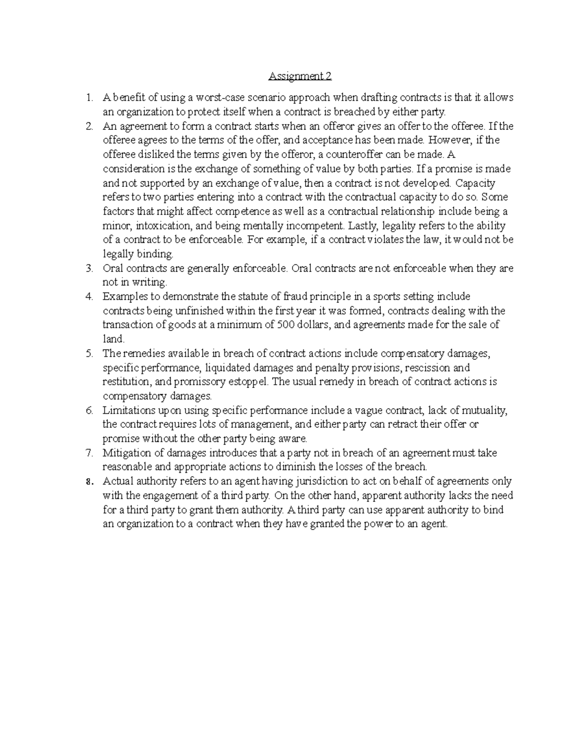 Assignment 2 (Legal Issues) - Assignment 2 A benefit of using a worst ...