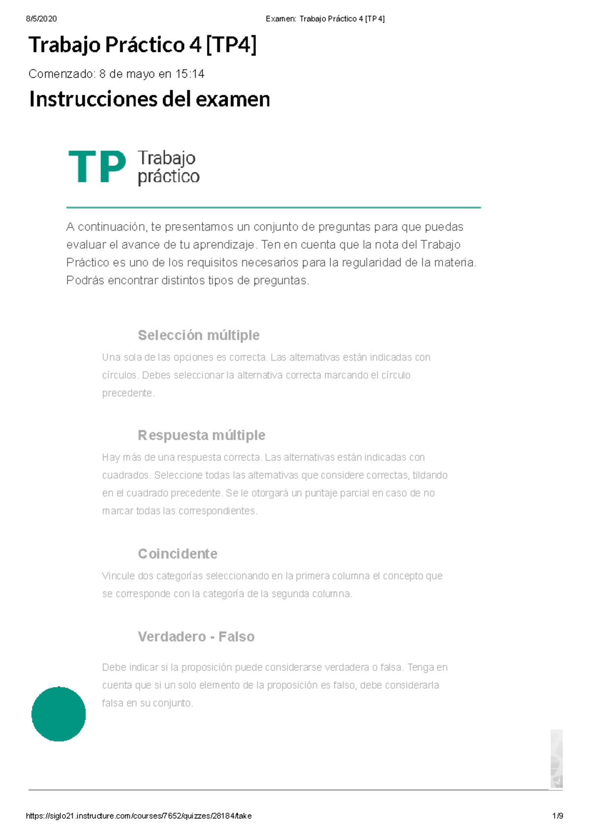 [TP4] 100% Sistemas de Información Trabajo - Trabajo Práctico 4 [TP4] Comenzado: 8 de mayo en 15 ...