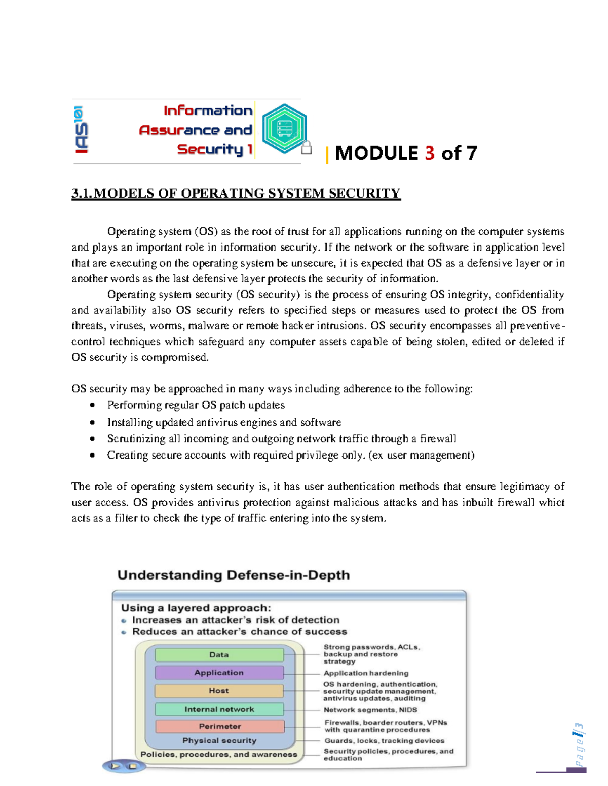 IAS101 Mod3.1 Models of operating system security - P a g e 1 | 3 ...