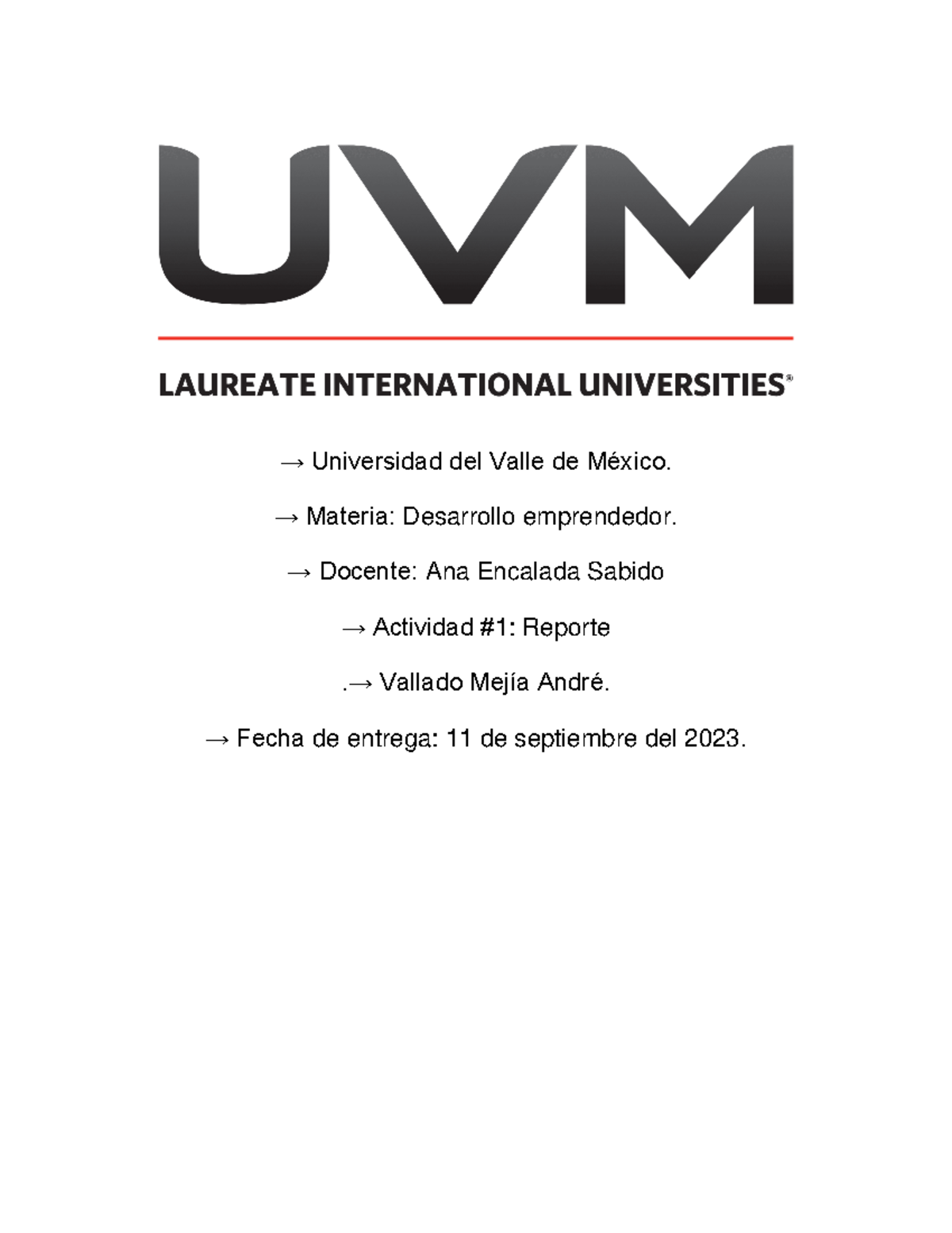 A#1 AVM - hguuu - → Universidad del Valle de México. → Materia ...