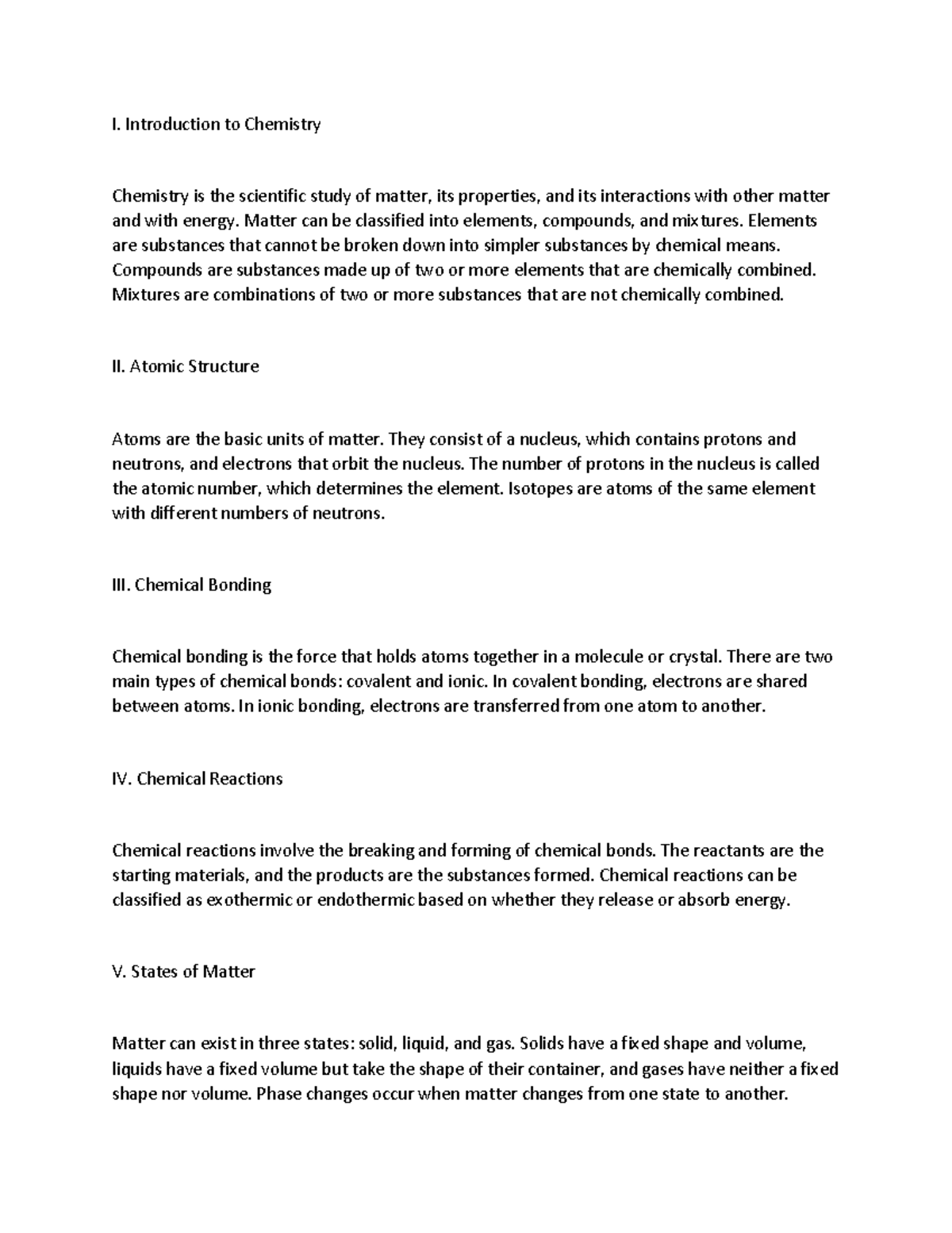 Chem - Chem - I. Introduction to Chemistry Chemistry is the scientific ...