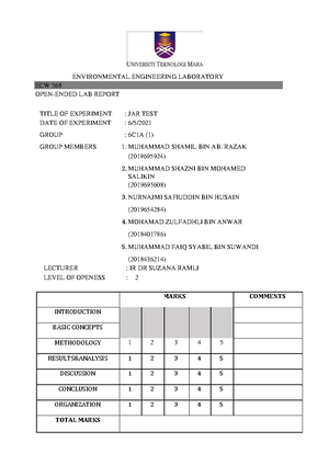 Noise Level report - ENVIRONMENTAL ENGINEERING LABORATORY ECW OPEN ...