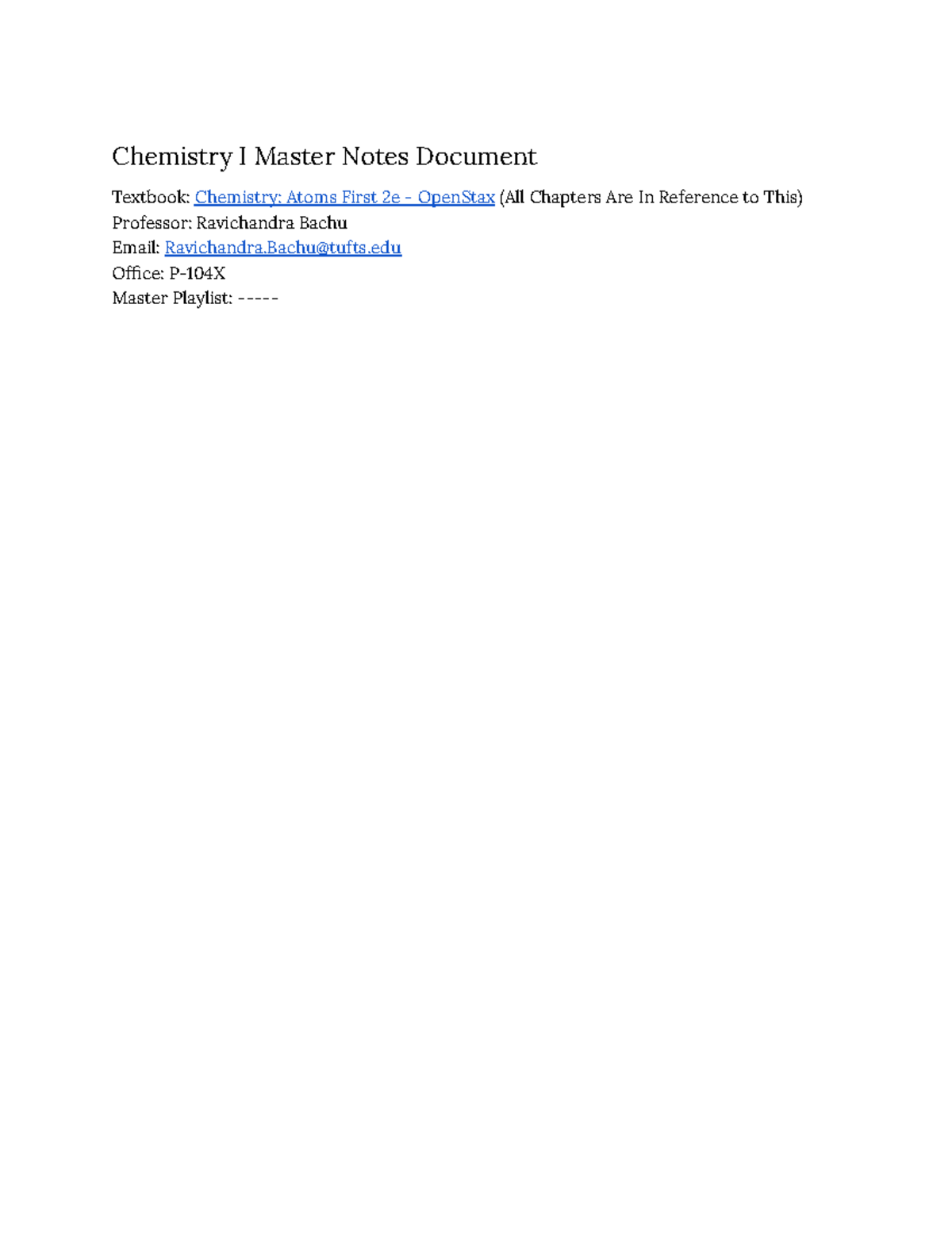 Notes - Chemistry 1 Lecture - Chemistry I Master Notes Document ...