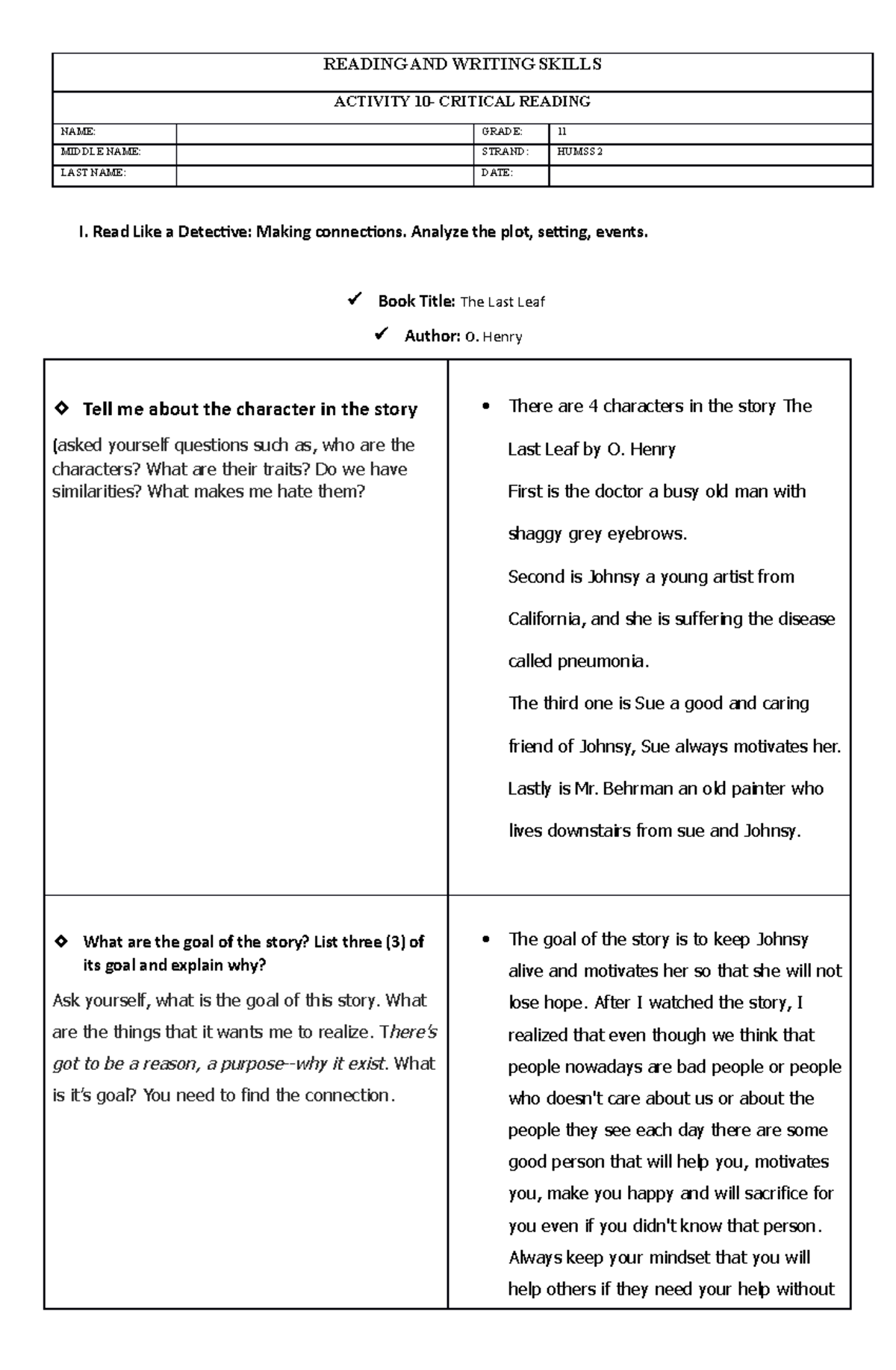 11 Humss 2 RW - THE LAST LEAF - READING AND WRITING SKILLS ACTIVITY 10 ...