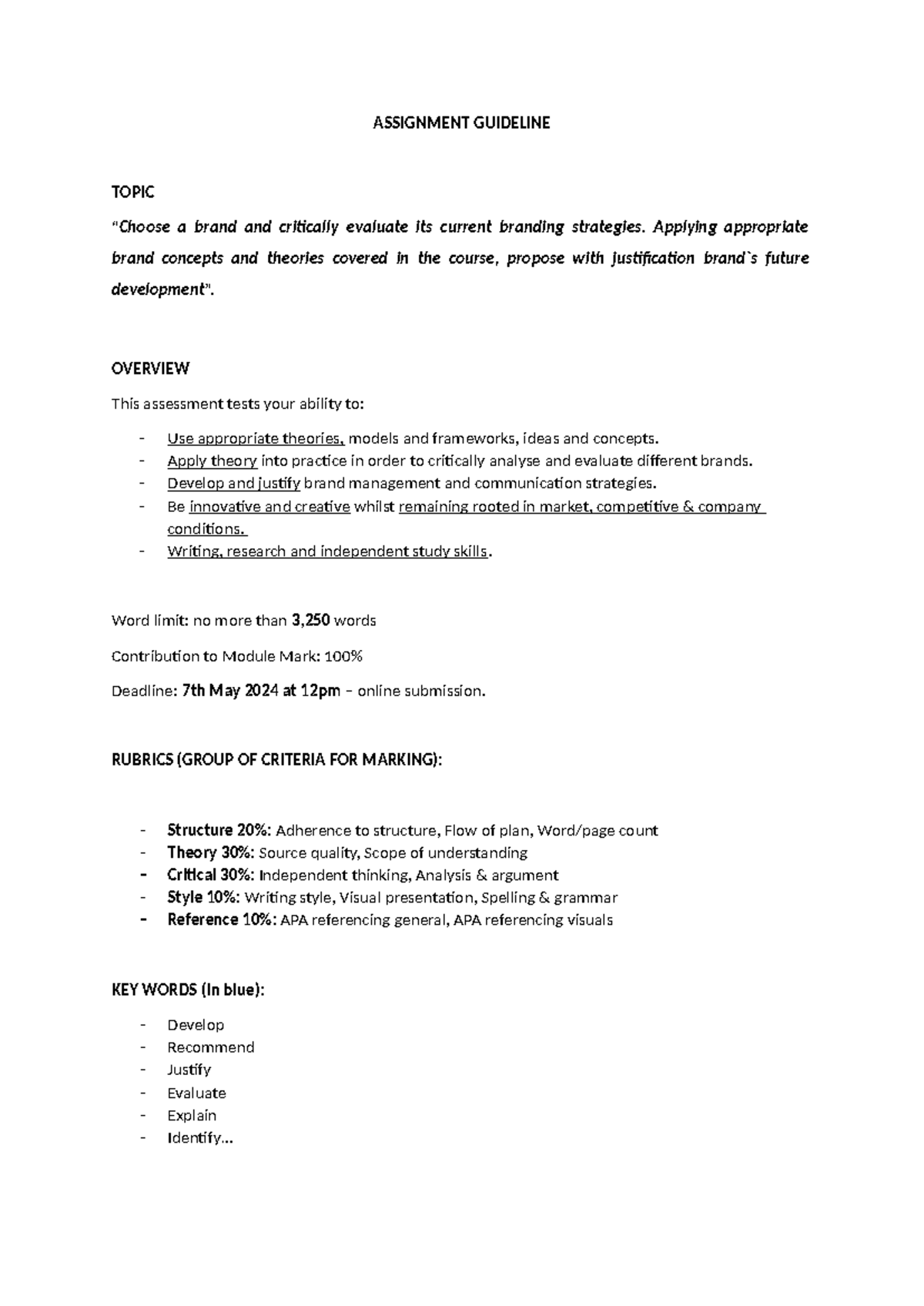Assignment guideline BEM2033 2024 - ASSIGNMENT GUIDELINE TOPIC “Choose ...