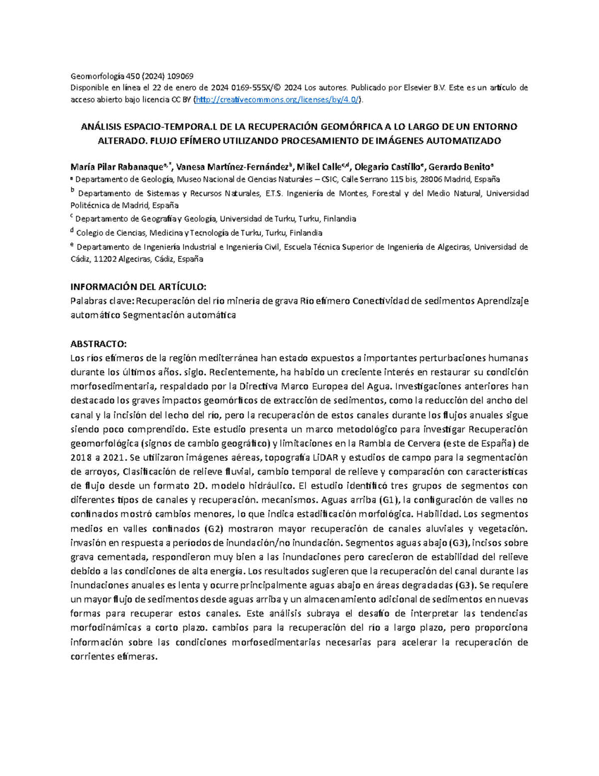 ANÁLISIS ESPACIO-TEMPORAL DE LA RECUPERACIÓN GEOMÓRFICA EN RÍOS ...