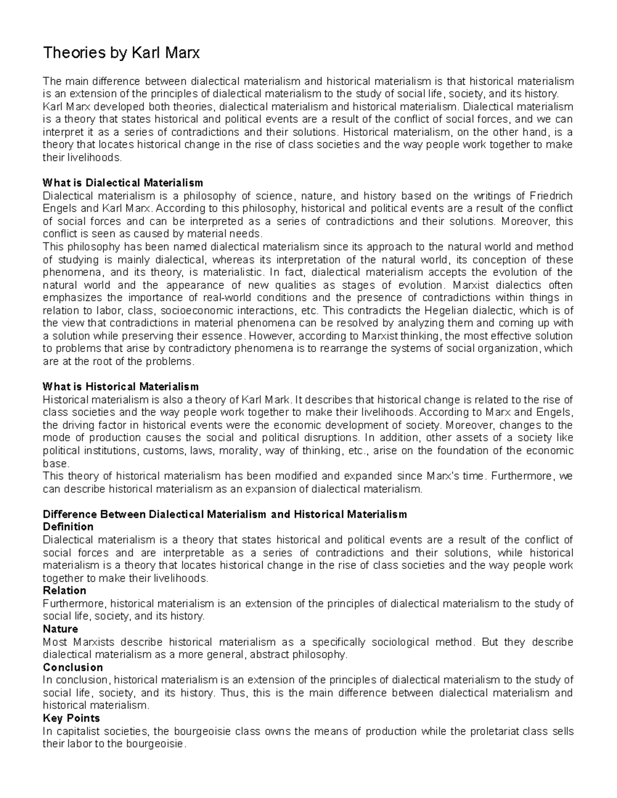 Theories by Karl Marx - Karl Marx developed both theories, dialectical ...