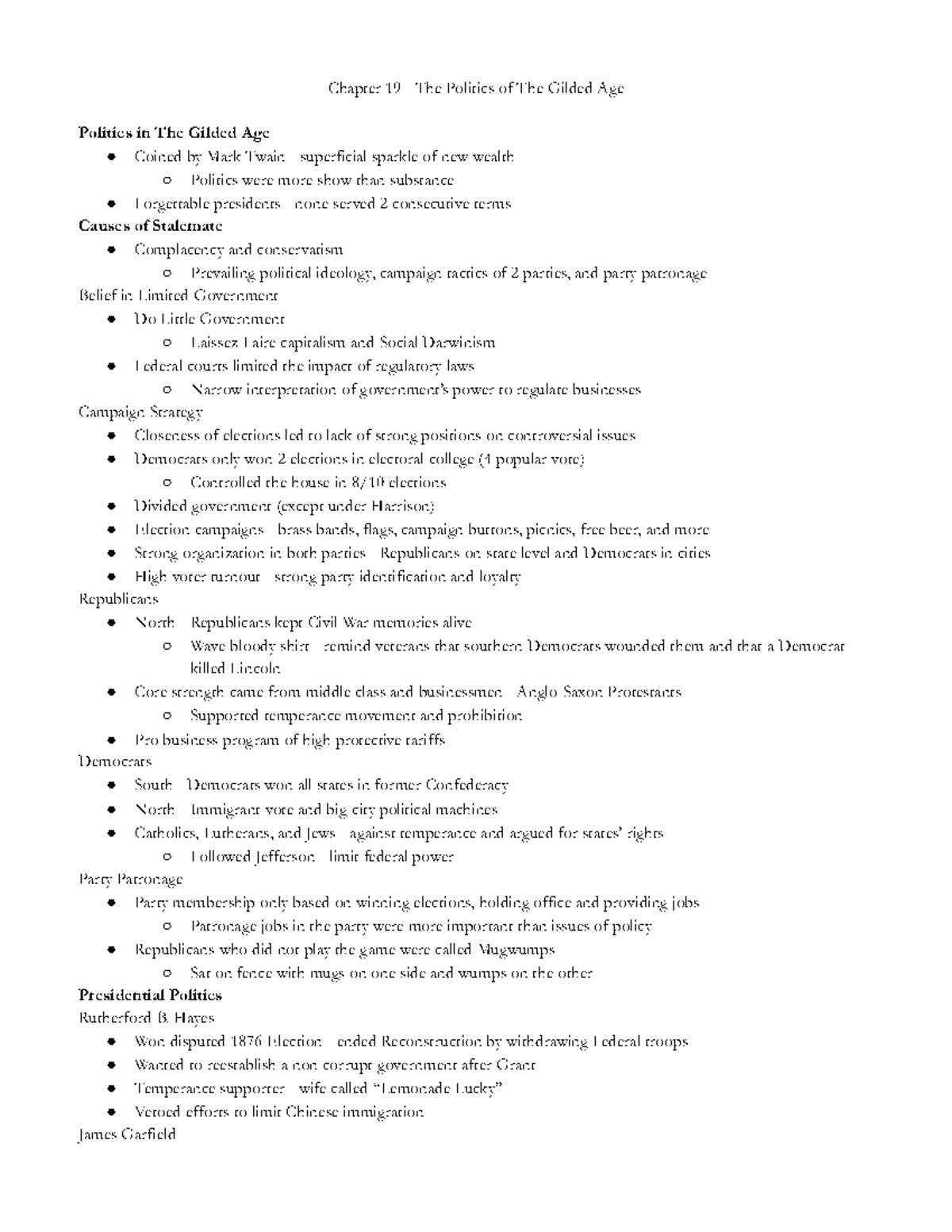 Amsco Ch. 19 Notes - Google Docs - Chapter 19 - The Politics of The ...