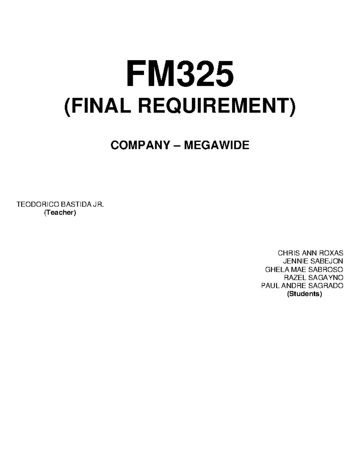 Fm325-Final-Requirements - FM (FINAL REQUIREMENT) COMPANY – MEGAWIDE ...