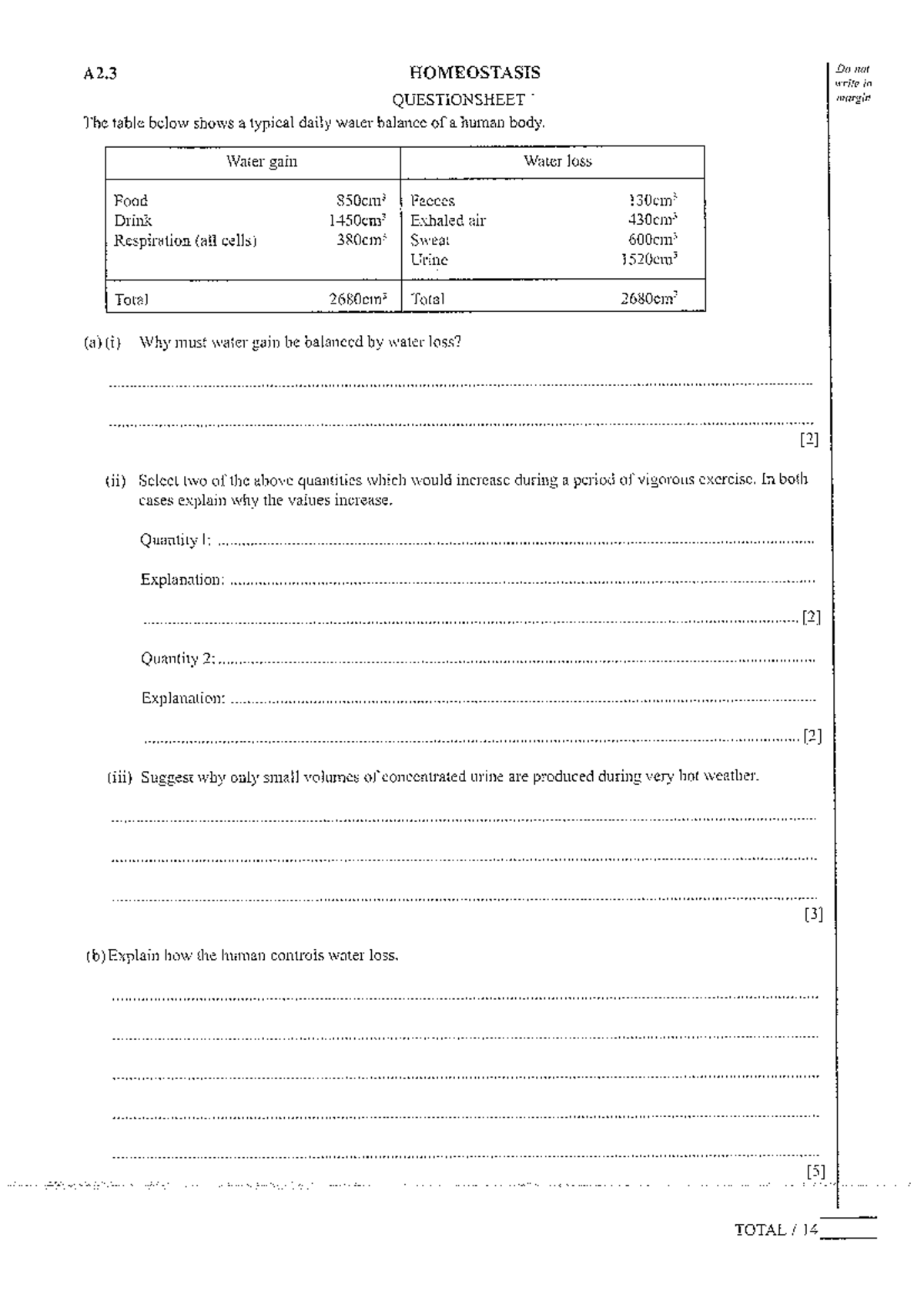 Homeostasis worksheet - CIE A level bio - Studocu