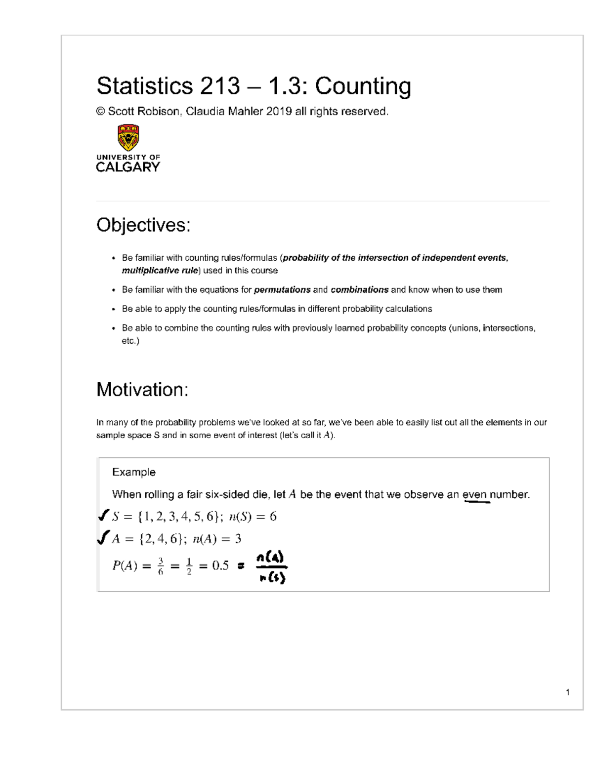 1.3 Counting [ Completed] - Stat 213 - Studocu